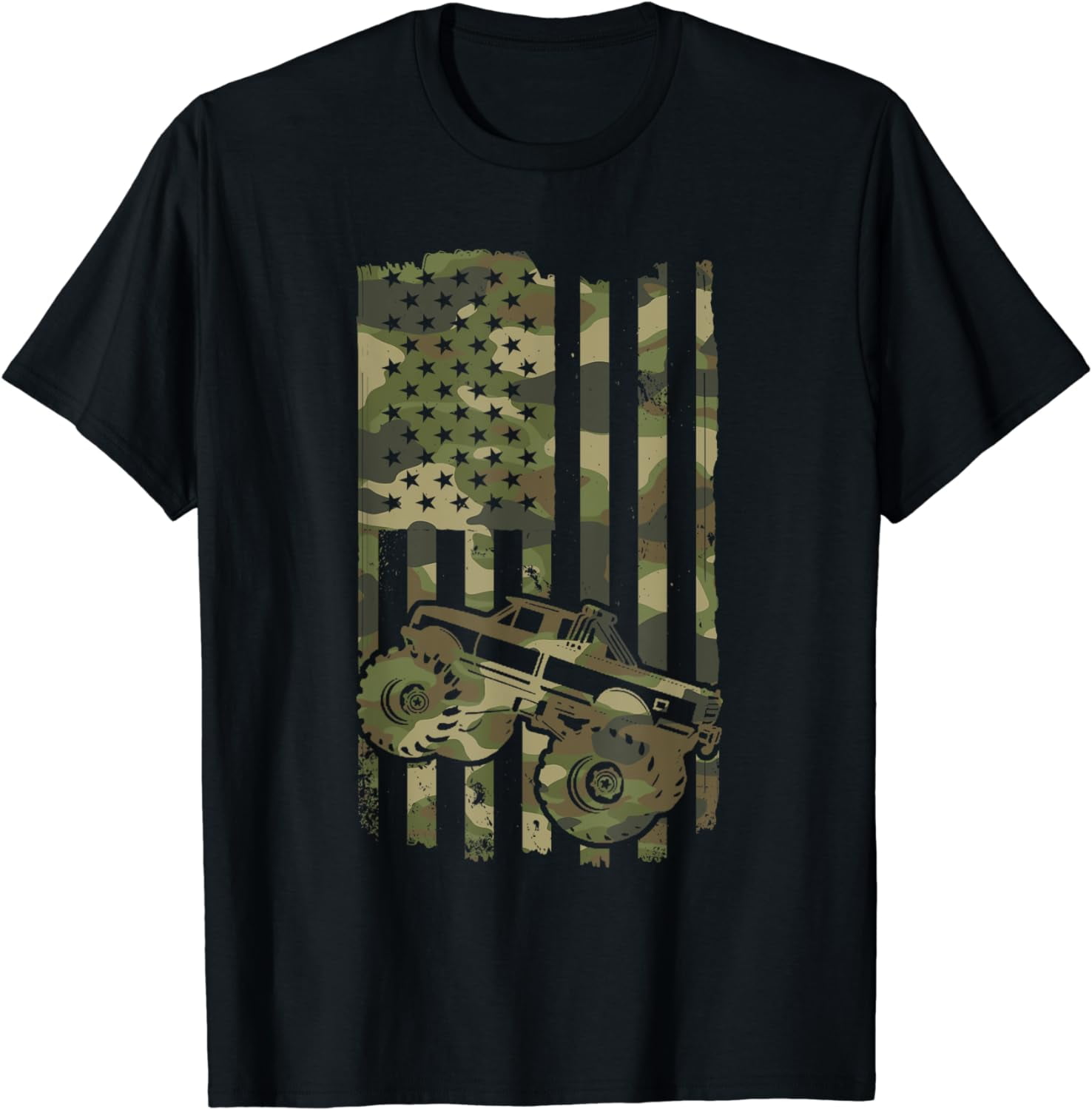 Monster Trucker Retro Monster Truck USA Flag 4th July T-Shirt - Walmart.com