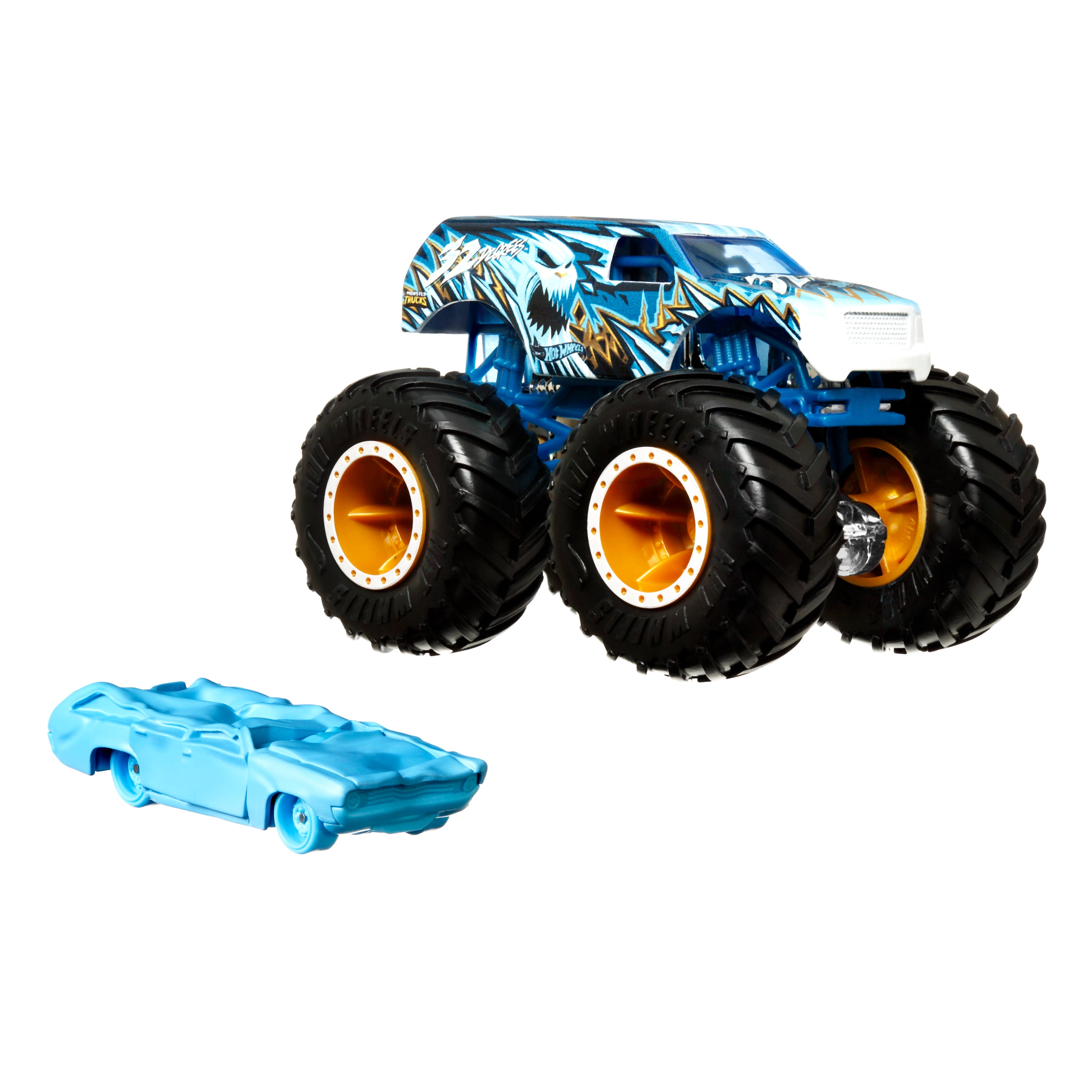 Hot Wheels Monster Trucks 1:64 Scale Diecast Car with GIANT Wheels and ...