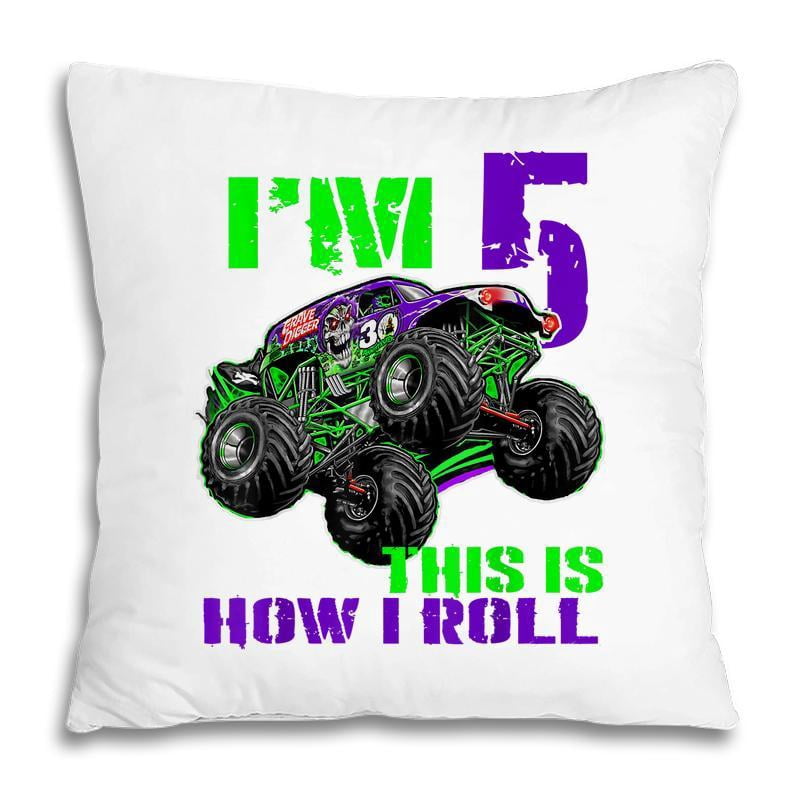 Monster Trucks Are My Jam 5Th Birthday Boy 5 Years Old Bday Pillow ...
