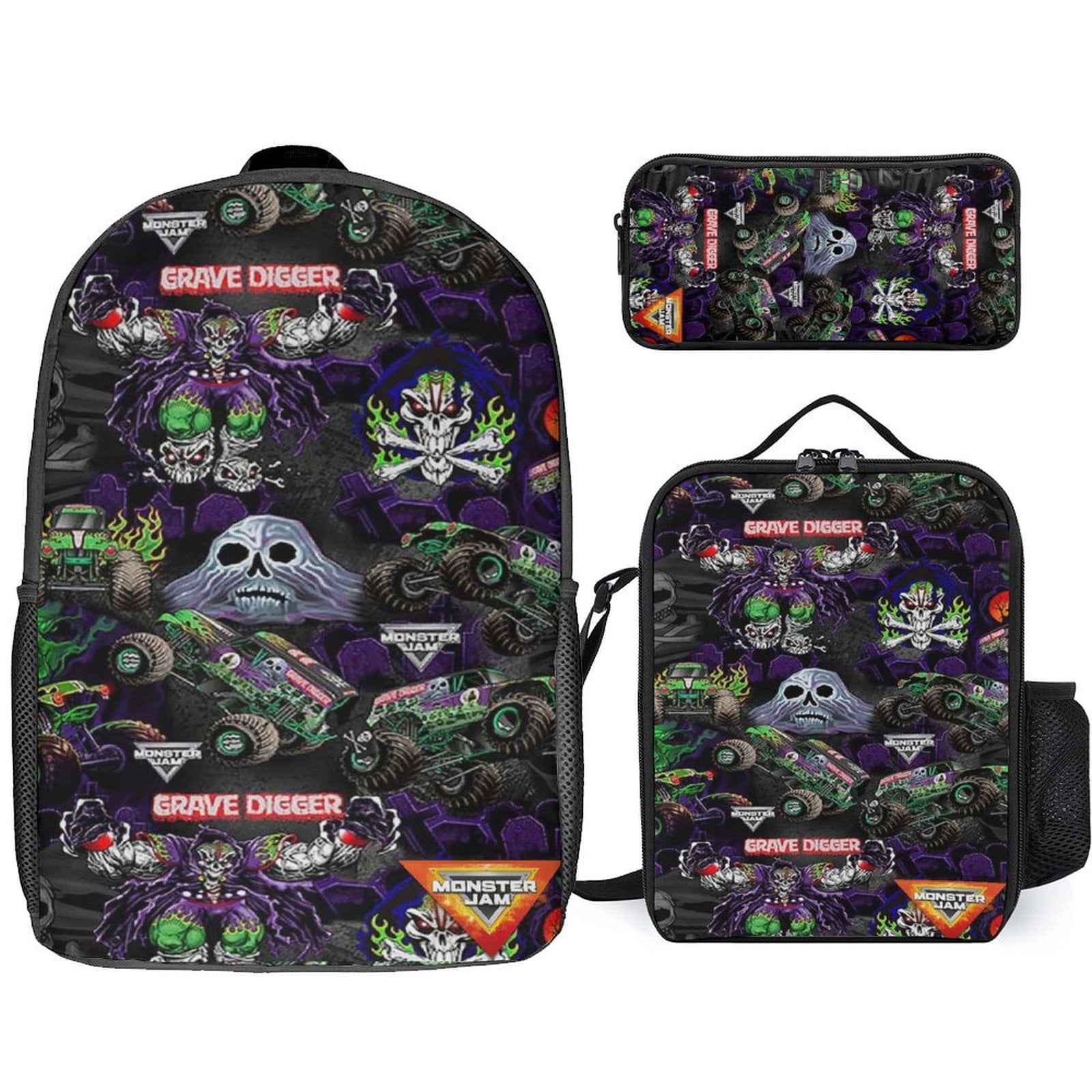 Monster Trucks Jam Casual Backpack 3 Piece Set Lightweight Laptop ...
