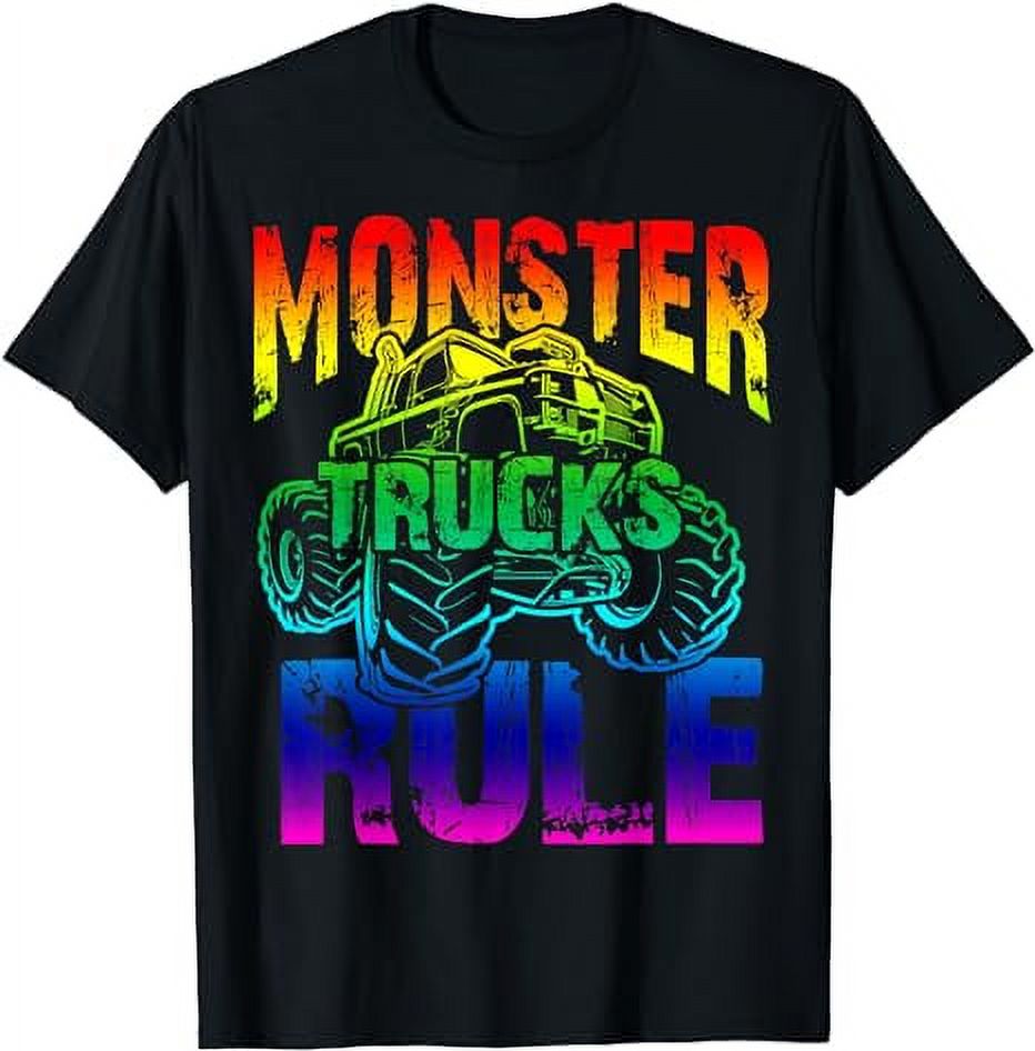 Monster Trucks Rule top for Rainbow T-Shirt - Walmart.com
