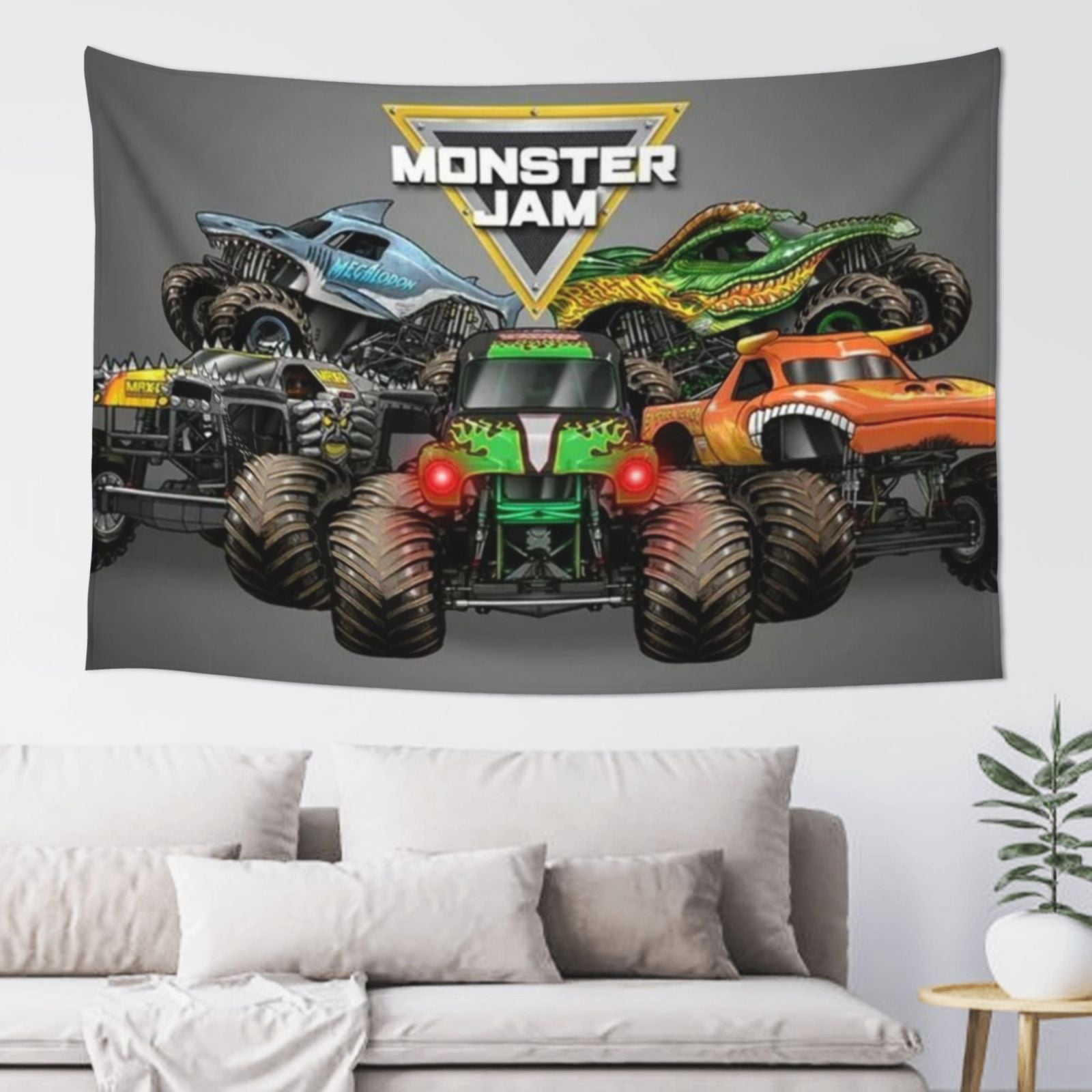 Monster Trucks Tapestry Wall Decor Birthday Party Banner Bedroom Living ...