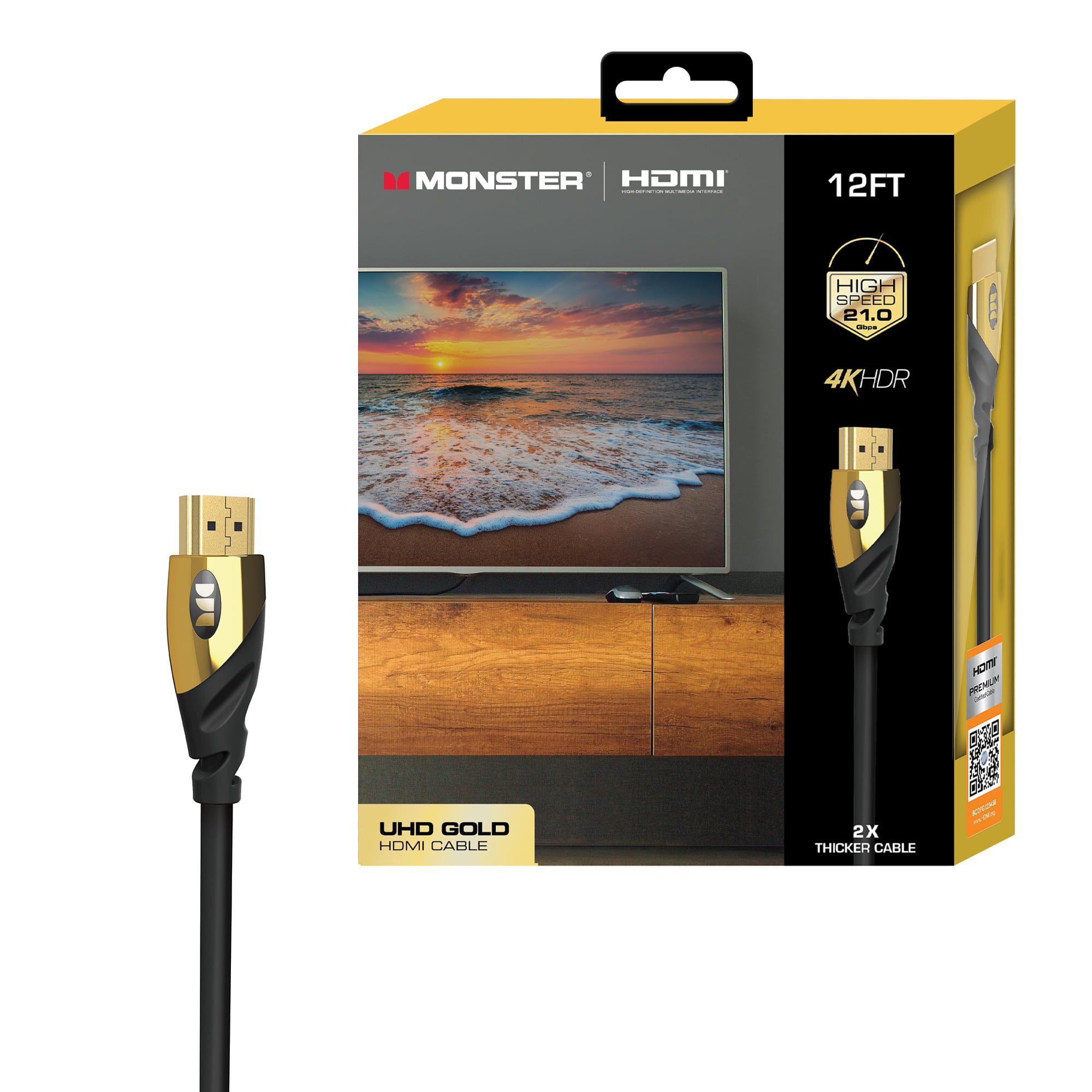 Monster Ultra HD Gold HDMI 2.0 Cable – 12ft - Walmart.com