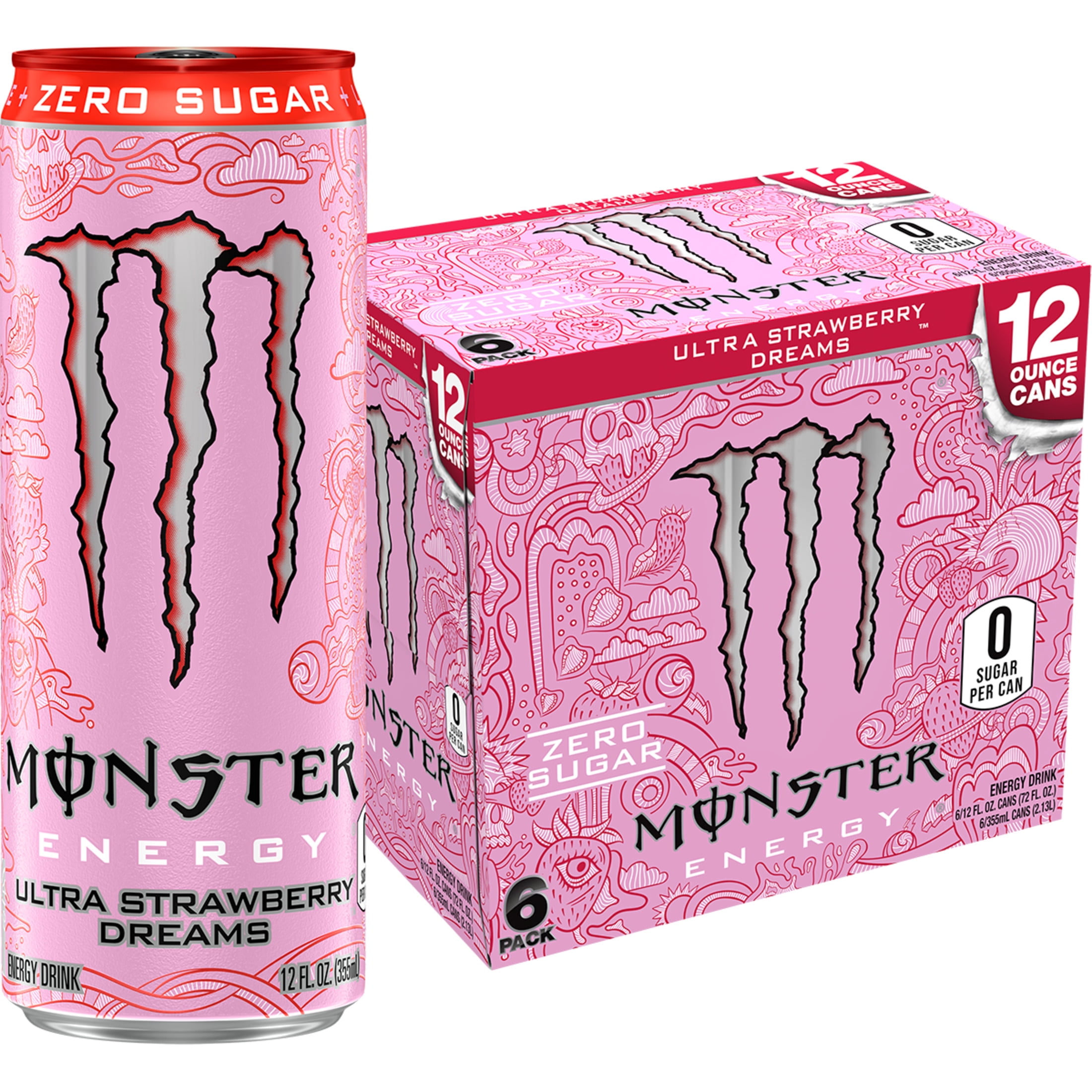 Monster Energy Ultra Strawberry Dreams Energy Drink 12 Fl Oz 6 Pack ...
