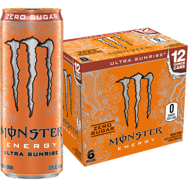 Monster Ultra Sunrise, Sugar-Free Energy Drink, 12 fl oz, Pack of 6 ...
