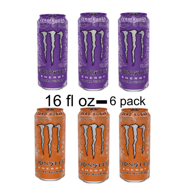 Monster Ultra Sunrise and Ultra Violet Variety Pack, 16 fl oz Cans ...