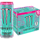 Monster Ultra Vice Guava, Sugar Free Energy Drink, 12 fl oz, 6 Pack ...