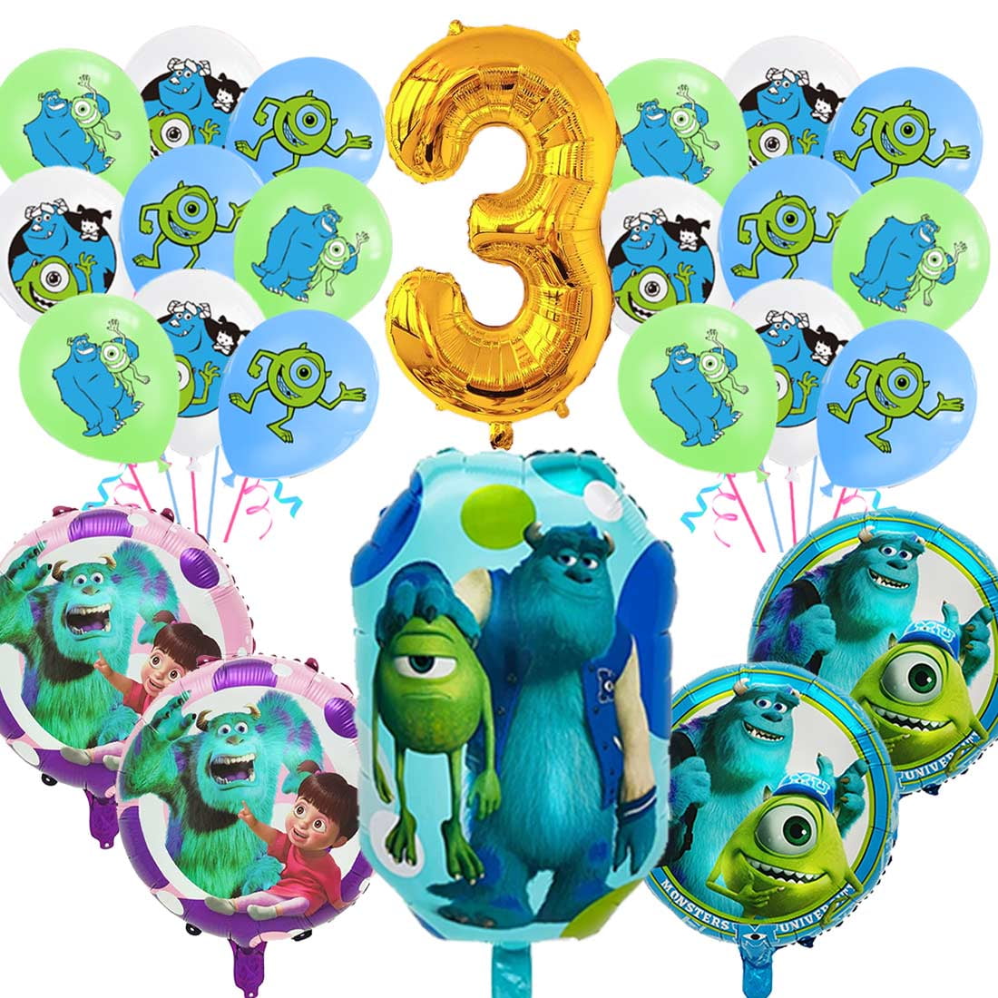 Monster University Balloons Party Supplies 3rd Big Number Decorations ...