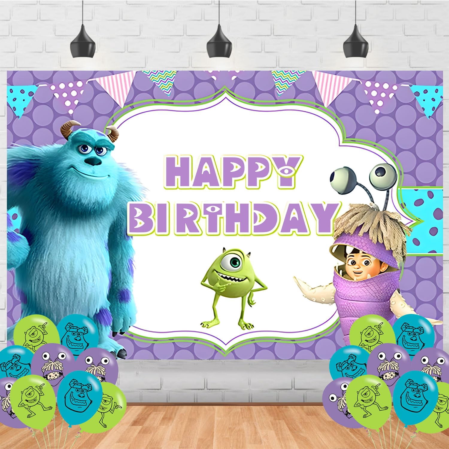 Monster University Birthday Party Supplies Backdrop BSL1 5x3 Cartoon ...