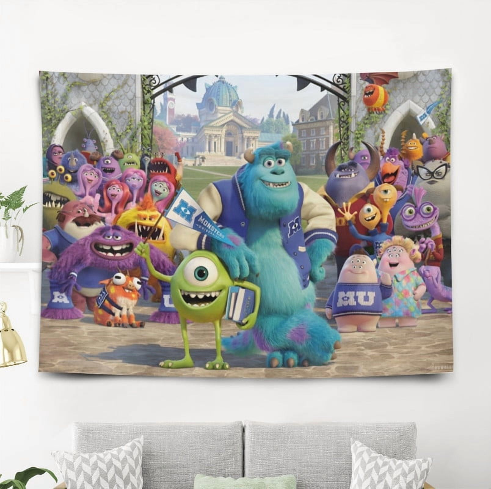 Monster University Tapestry Gift Wall Hanging Backdrop for Room Bedroom ...