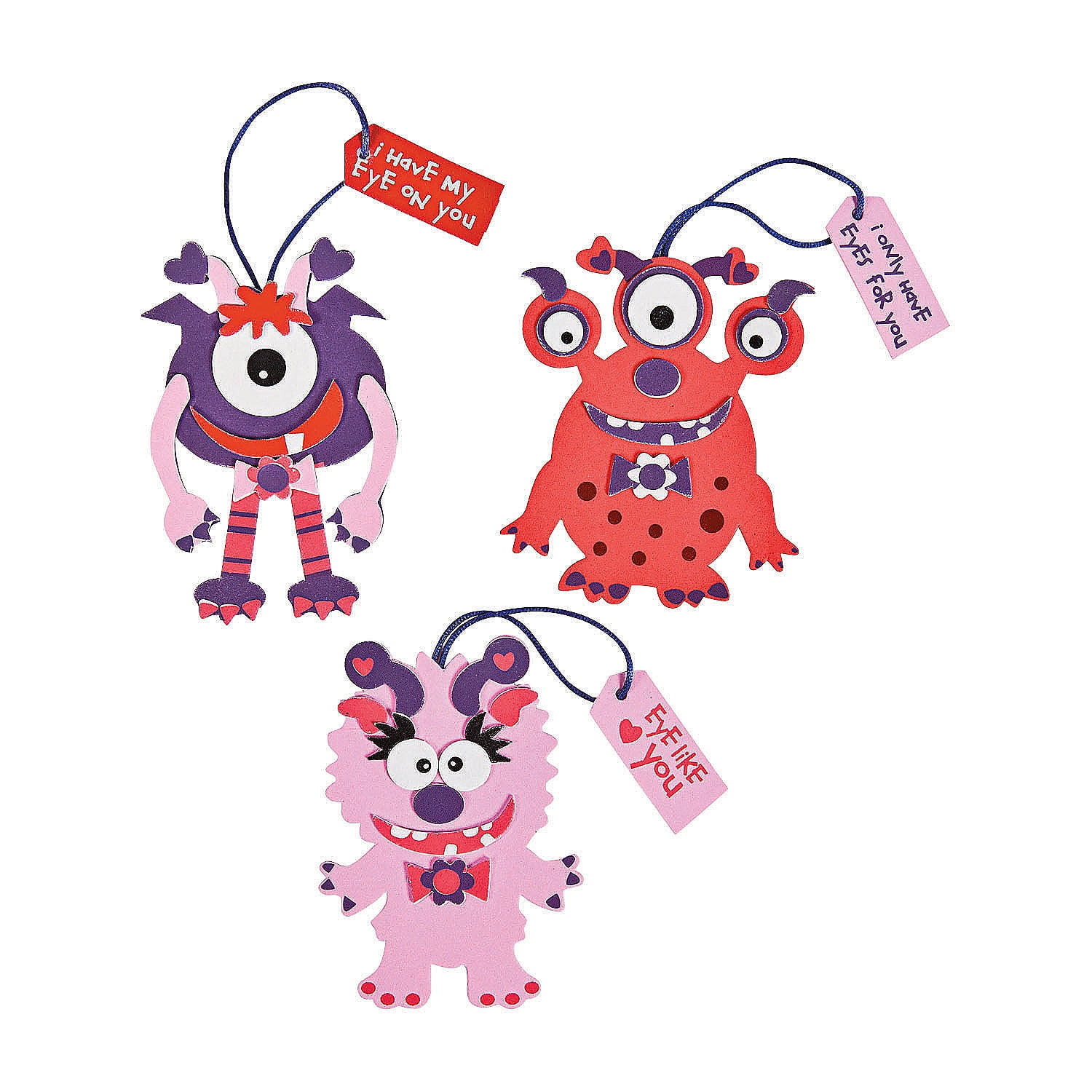 Monster Valentine Ornaments Craft Kit- Craft Kits - 12 Pieces - Walmart.com