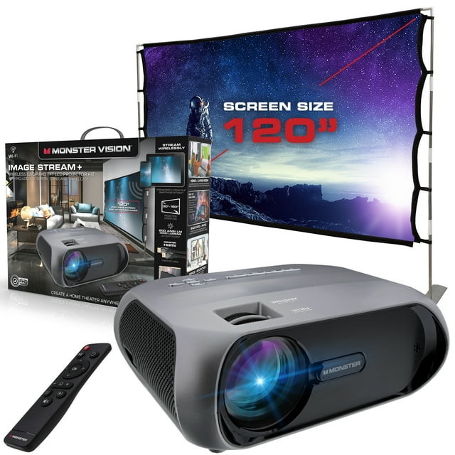 Monster Vision Wireless 1080P FHD TFT LCD Projector Kit with Remote ...