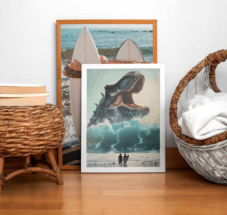 Monster Wall Art Beach House Poster Coastal Wall Art Surreal Print Art ...