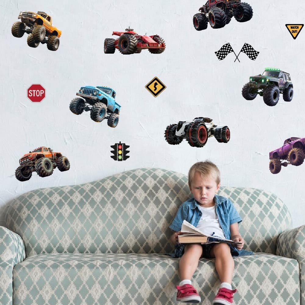 Monster Wall Stickers Truck Self Adhesive Wall Decals Wall Art Mural ...