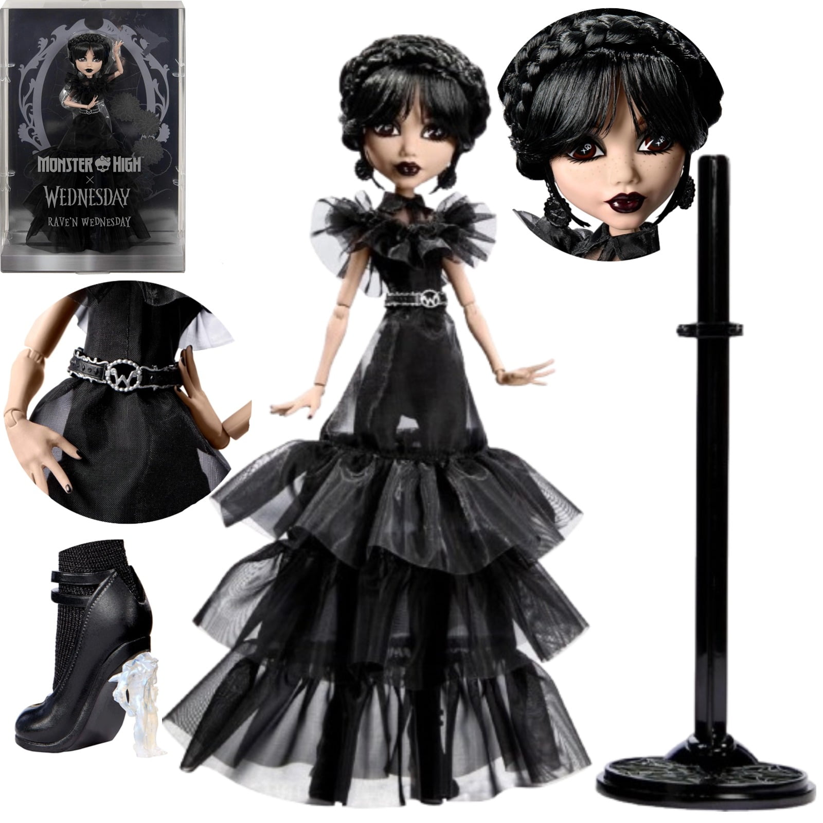 Monster Wednesday Doll, Rave’N Wednesday Collectible in Black Gothic ...