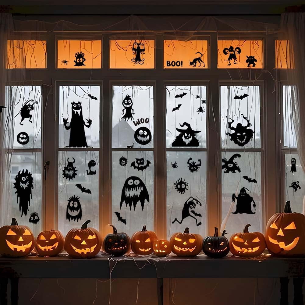 Monster Window Stickers Window Stickers Spider Bat Window Clings Floor ...