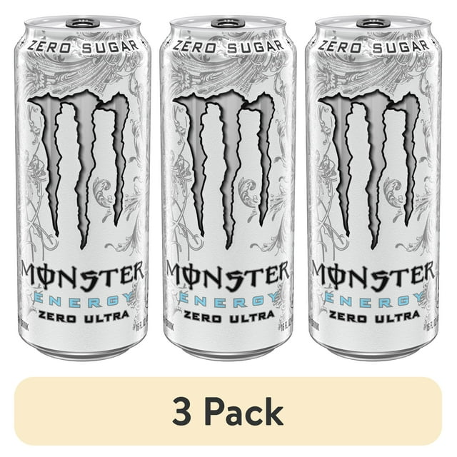 (3 pack) Monster Zero Ultra, Sugar Free Energy Drink, 16 fl oz ...