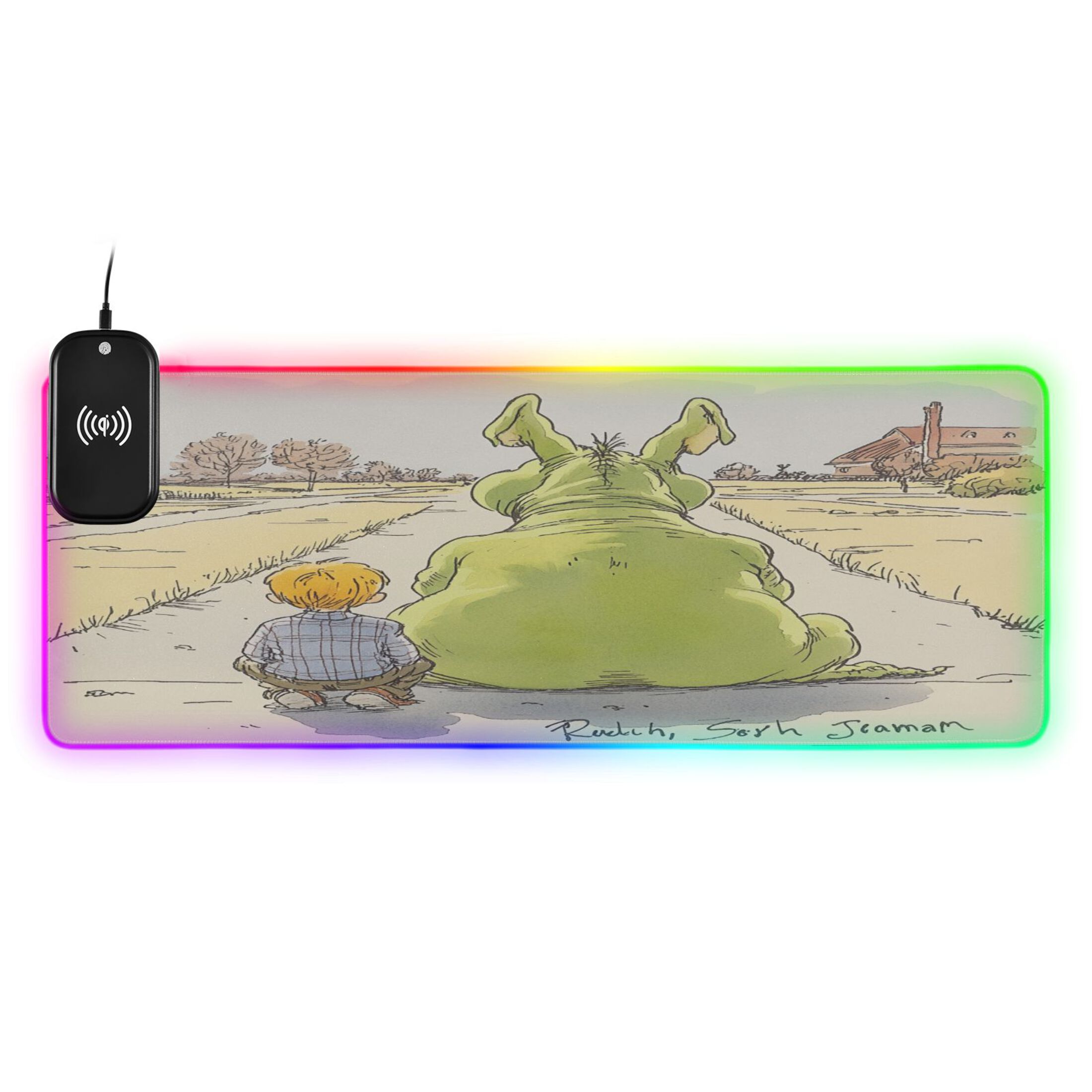 Monster and Children Glowing Extended Large Gaming Mouse Pad 35.4x15 ...