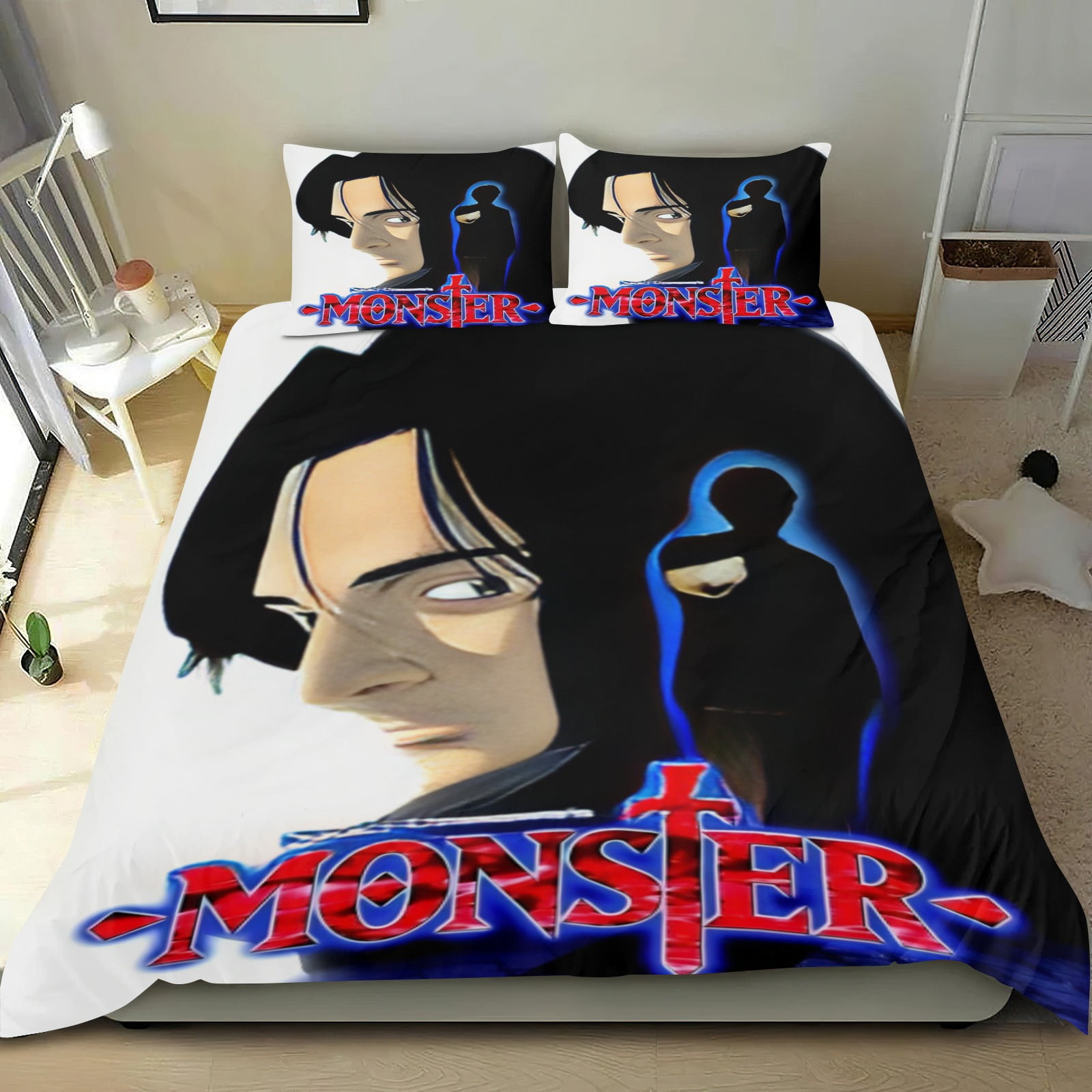 Monster thin bedding set has an iconic print,One duvet cover and two pillowcases., it adds a ...