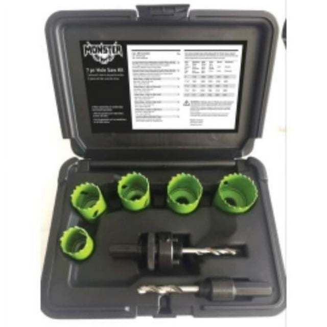Monster tools HS-10601-11M-ISN Monster 7-piece Hole Saw Kit - Walmart.com