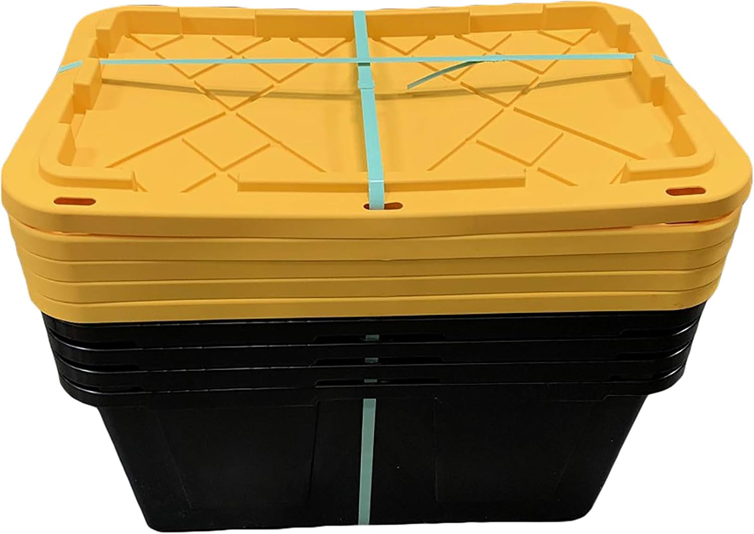 MonsterRAX 27 Gallon Storage Bins - Stackable, Lockable, Yellow Lids ...