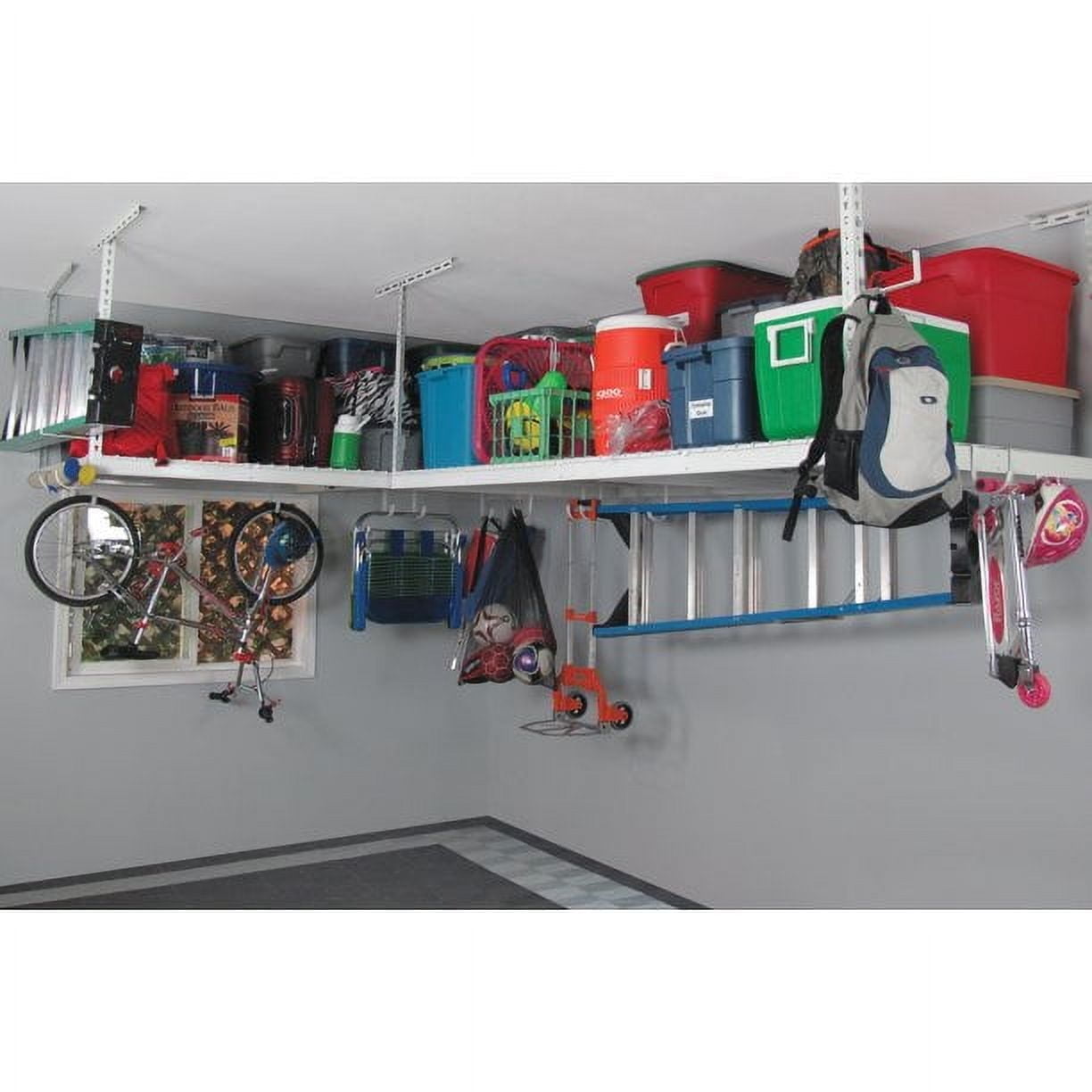"MonsterRAX Overhead Garage Rack, 4x8, with Hooks, 2-Pack, White (12 ...