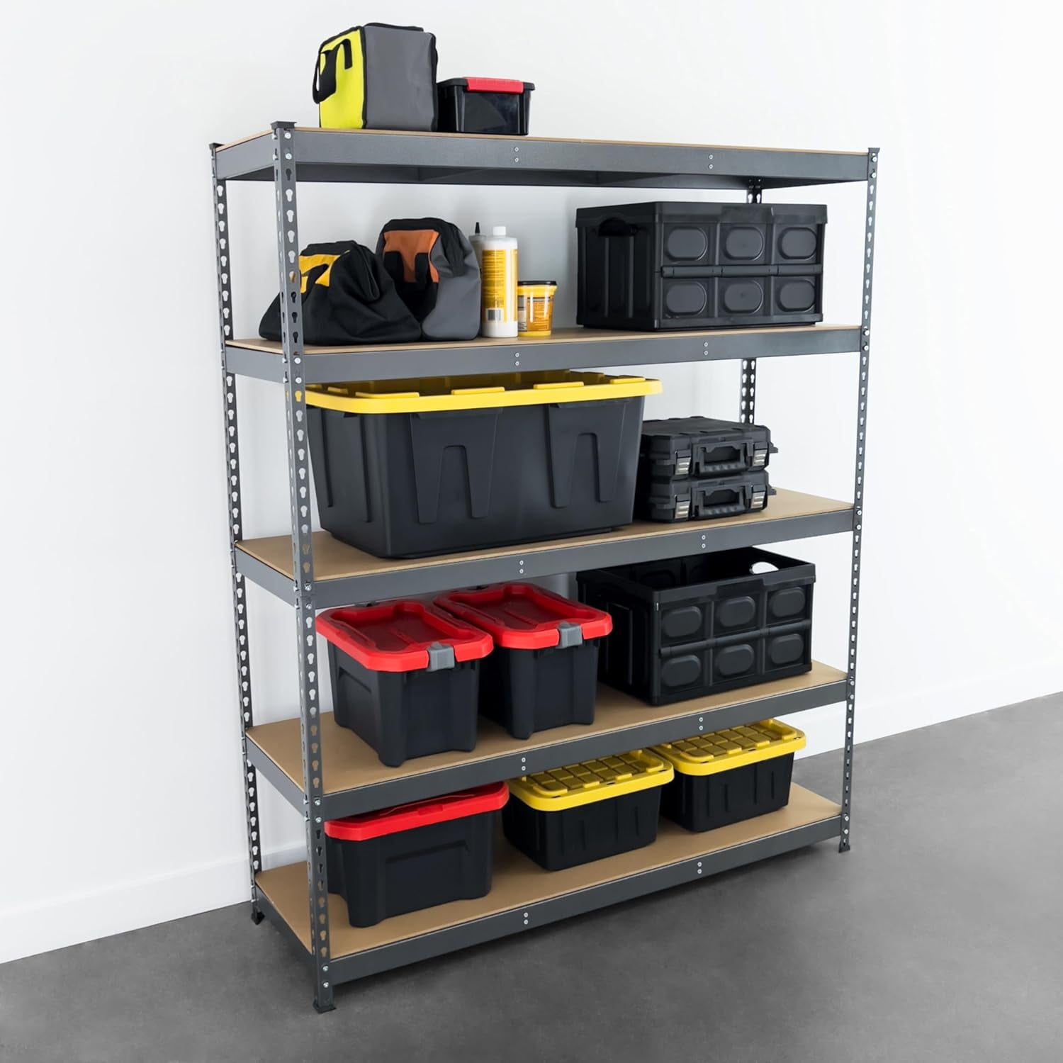 MonsterRax Modular Garage Shelving - 5 Tier Storage Shelves, Tall Metal ...