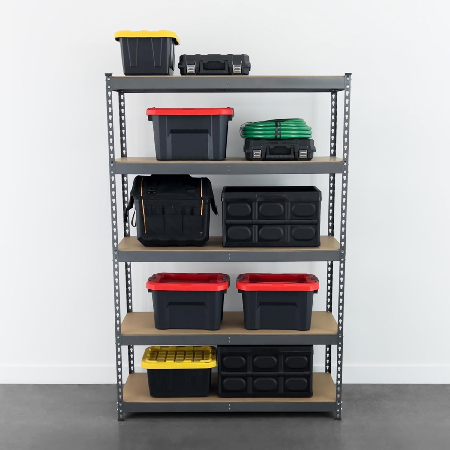 MonsterRax Modular Garage Shelving - 5 Tier Storage Shelves, Tall Metal ...