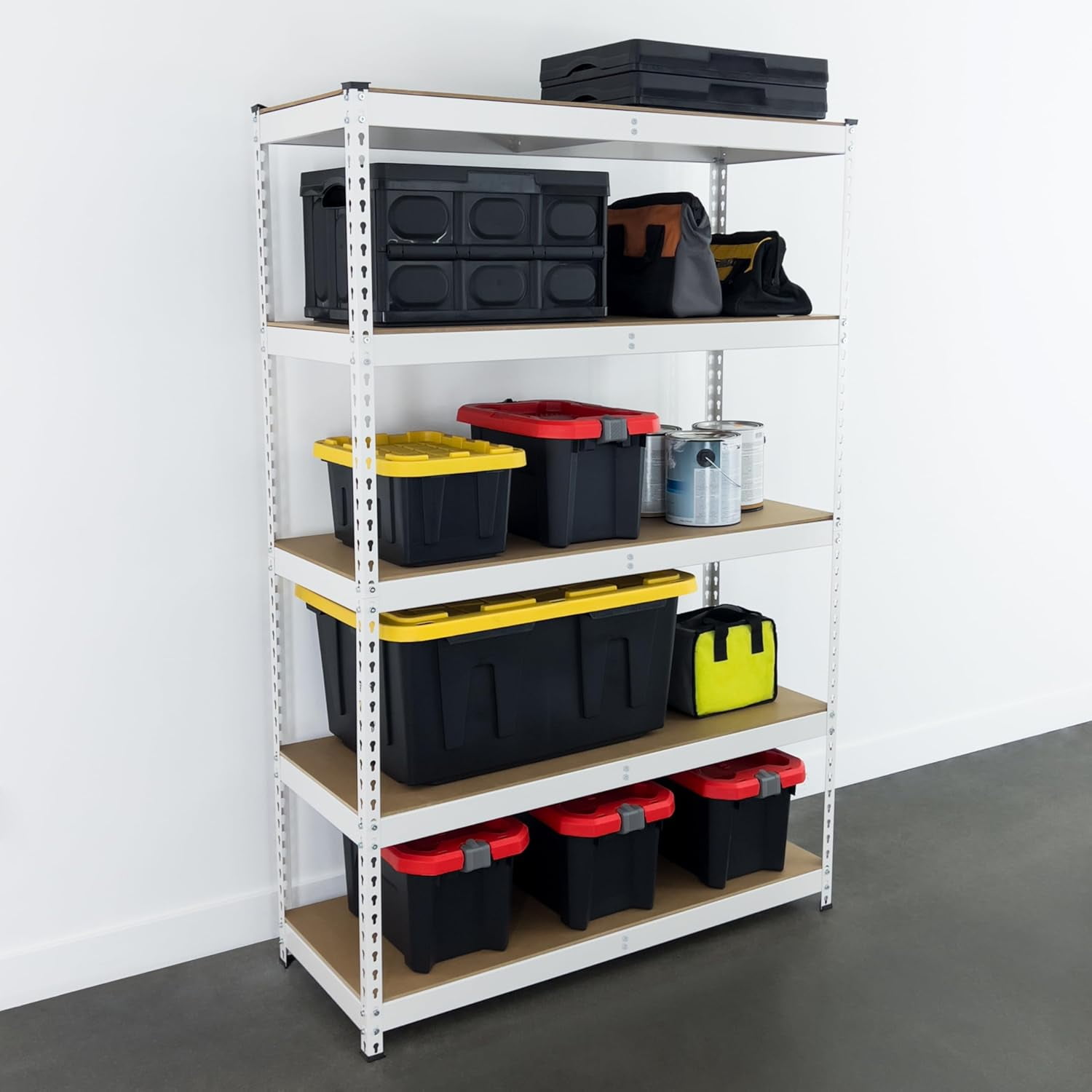 MonsterRax Modular Garage Shelving - 5 Tier Storage Shelves, Tall Metal ...