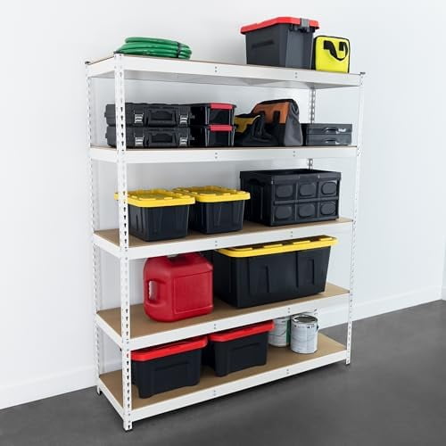 MonsterRax Modular Garage Shelving - 5 Tier Storage Shelves, Tall Metal ...