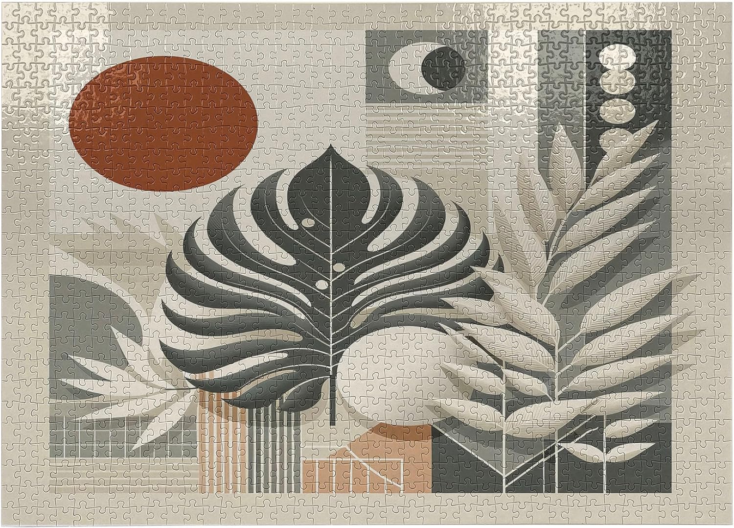 Monstera Abstract Cold Neutral Colors Geometric Shapes Boho Mid-Century ...