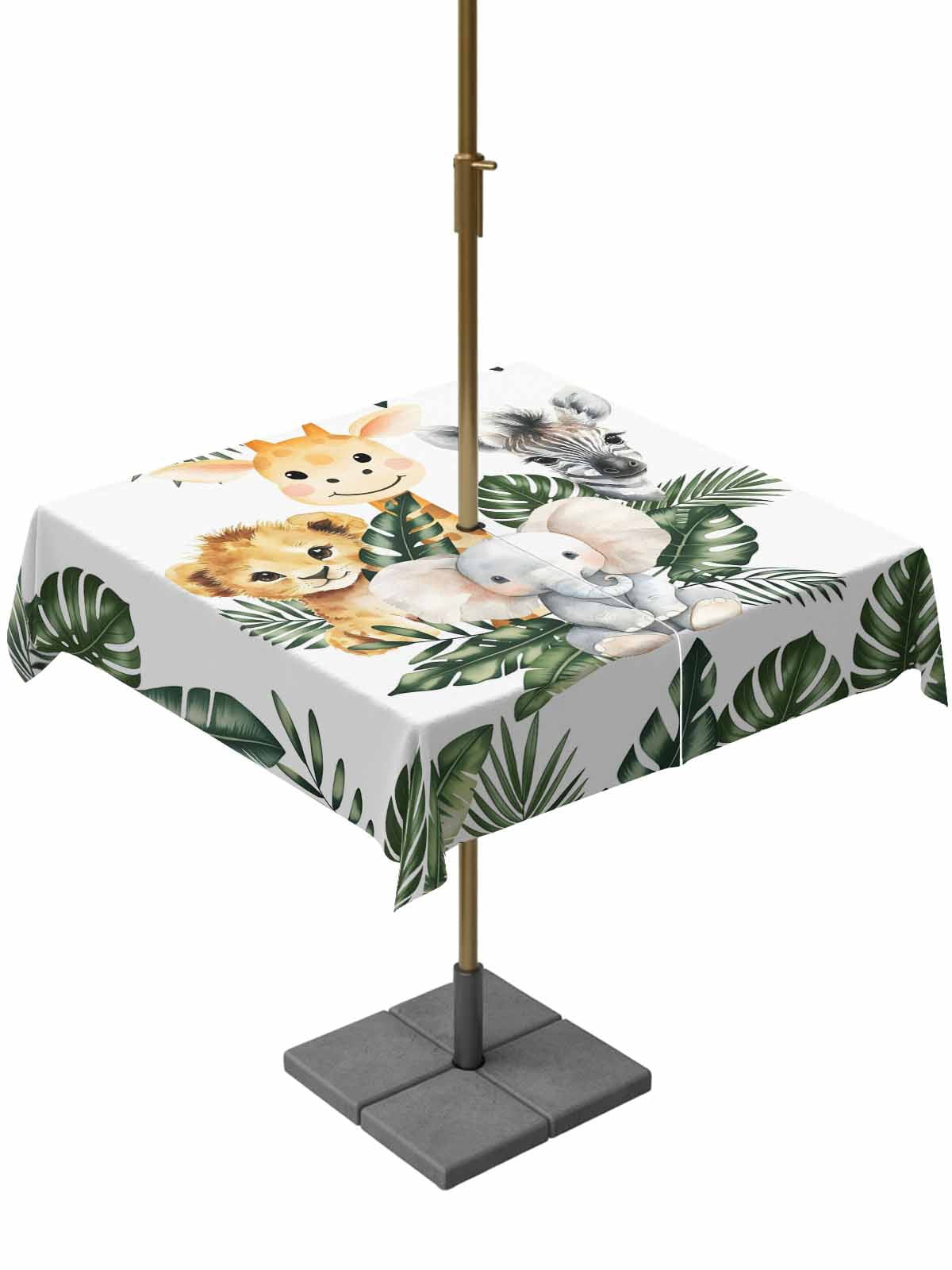 Monstera Animal Square Outdoor Tablecloth with Umbrella Hole Elephant ...