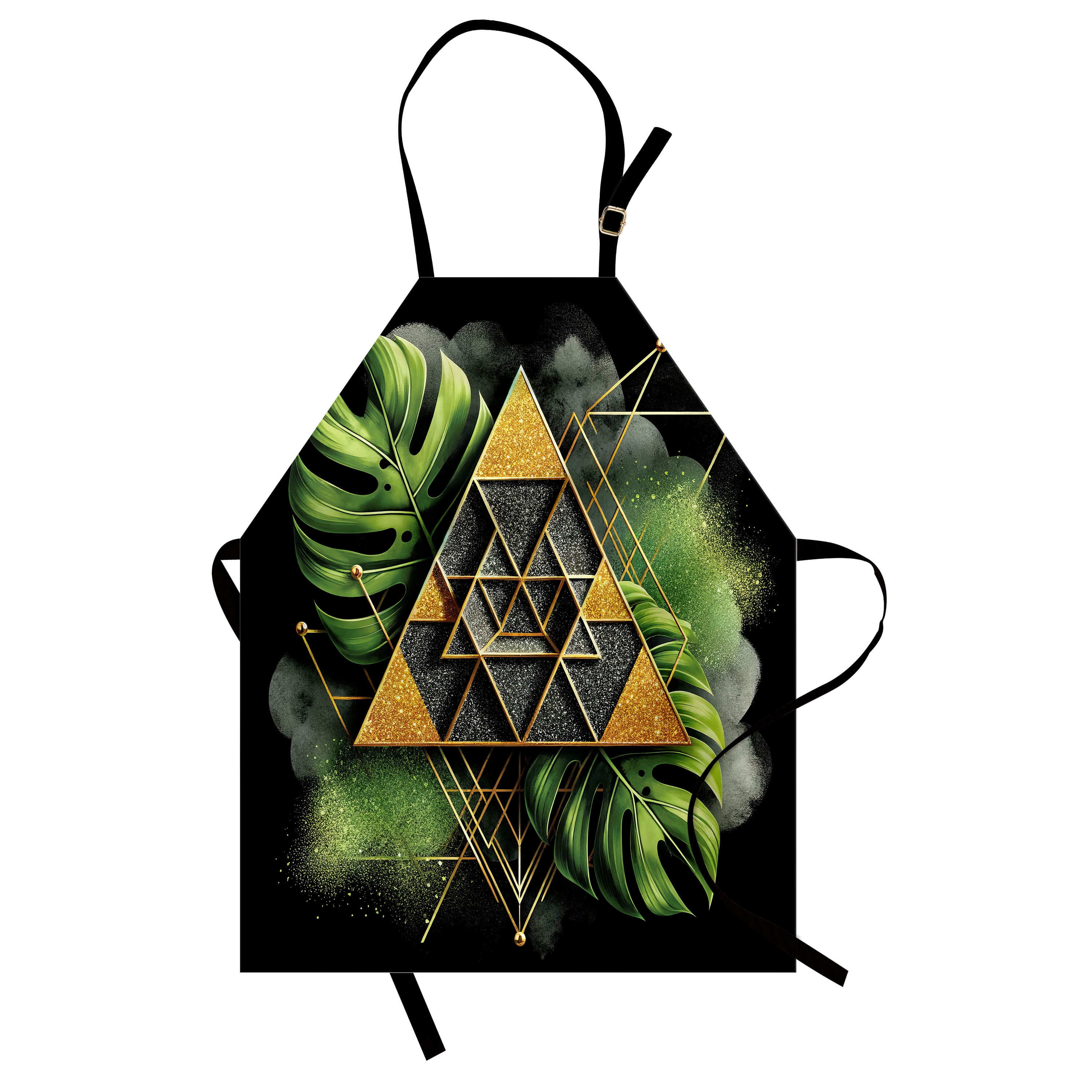 Monstera Apron, Abstract Boho Print Triangular Geometric Pattern with ...