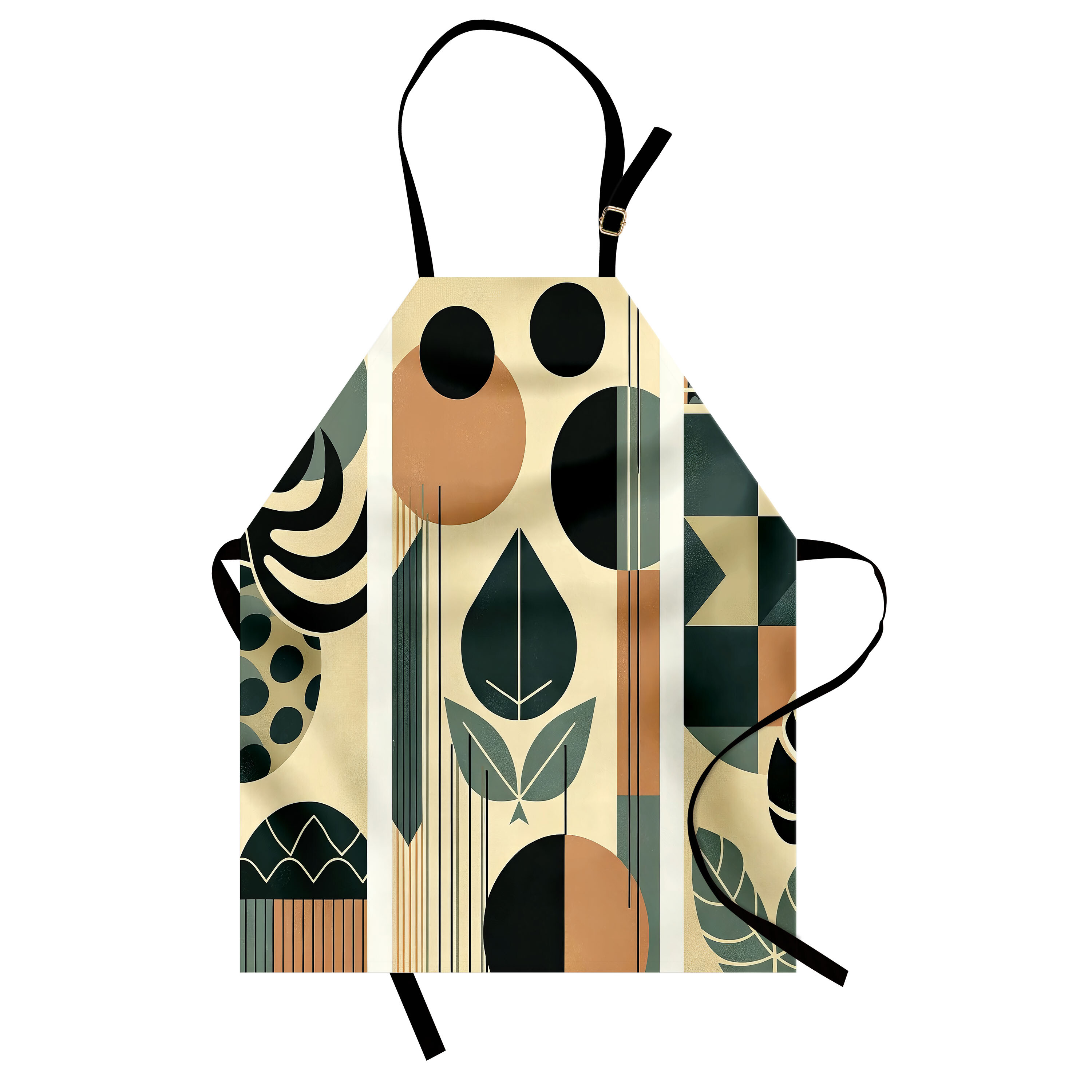 Monstera Apron, Boho Abstract Mid Century Geometric Shapes and Leaves Evergreen, Unisex Kitchen ...