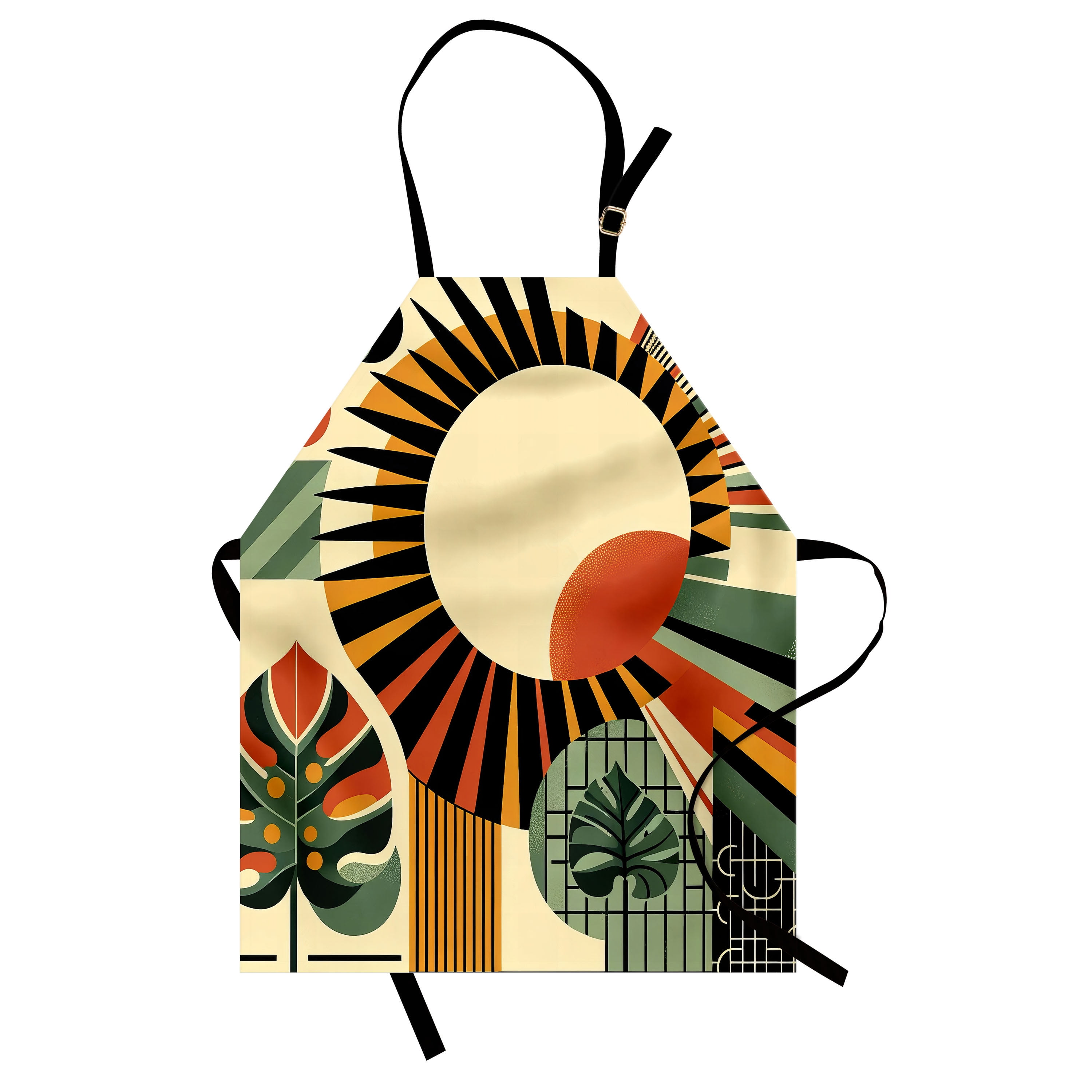 Monstera Apron, Solar Eclipse Moon Stages and Nature Abstract Boho Mid ...