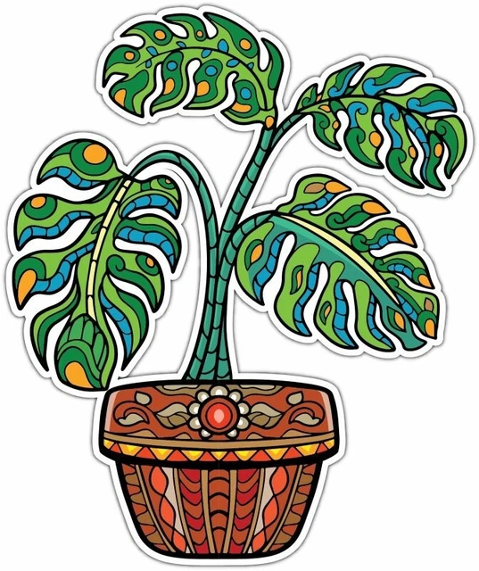 Monstera Deliciosa Plant Zentangle Mandala Car Window Stickerphone ...