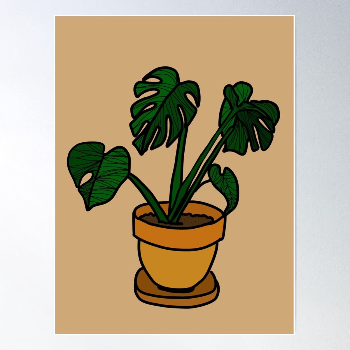 Monstera Doodle By Phoebe Burke Poster Wall Art, Modern Wall Decor For ...