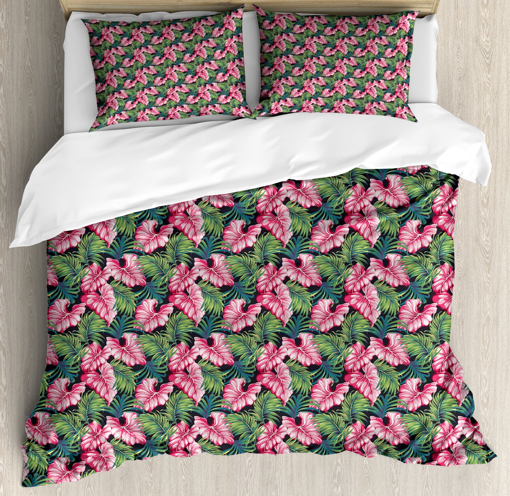 Monstera Duvet Cover Set, Exotic Leaves Graphic Tropical Vibes Hawaiian ...