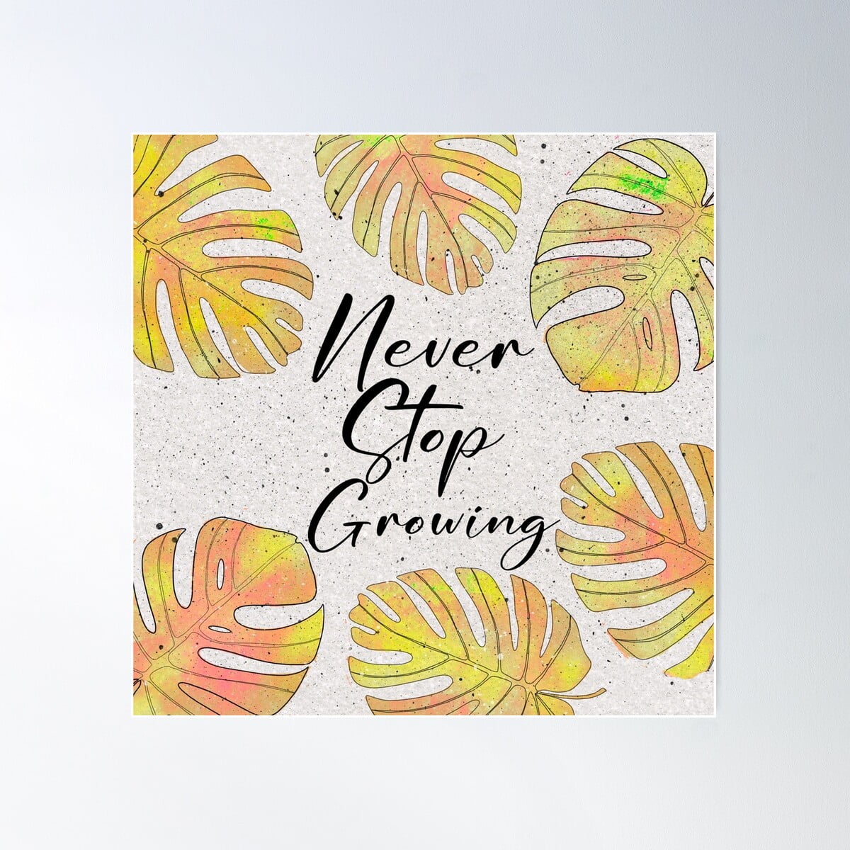 Monstera Leaf Design With Inspirational Quote Poster Wall Art, Modern ...