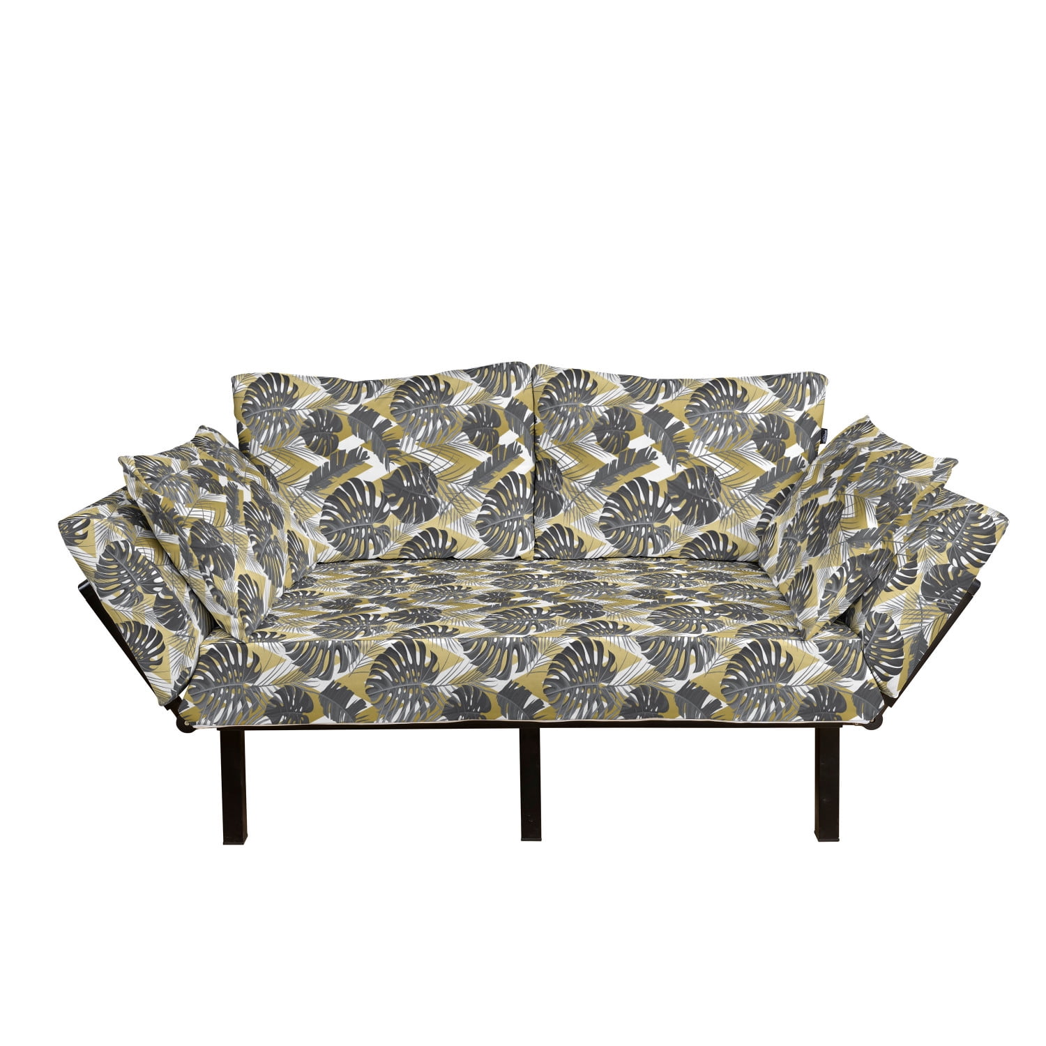 Monstera Leaf Futon Couch, Botanical Aloha Pattern with Modern Design ...