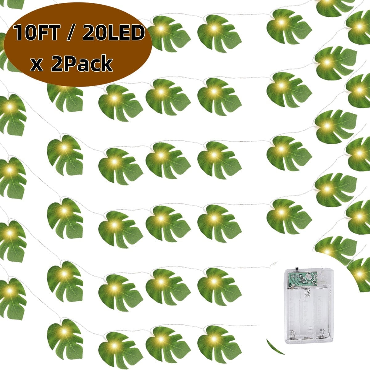 Monstera Leaf Green String Lights 2 Pack of 20FT 40LED - Green Home ...