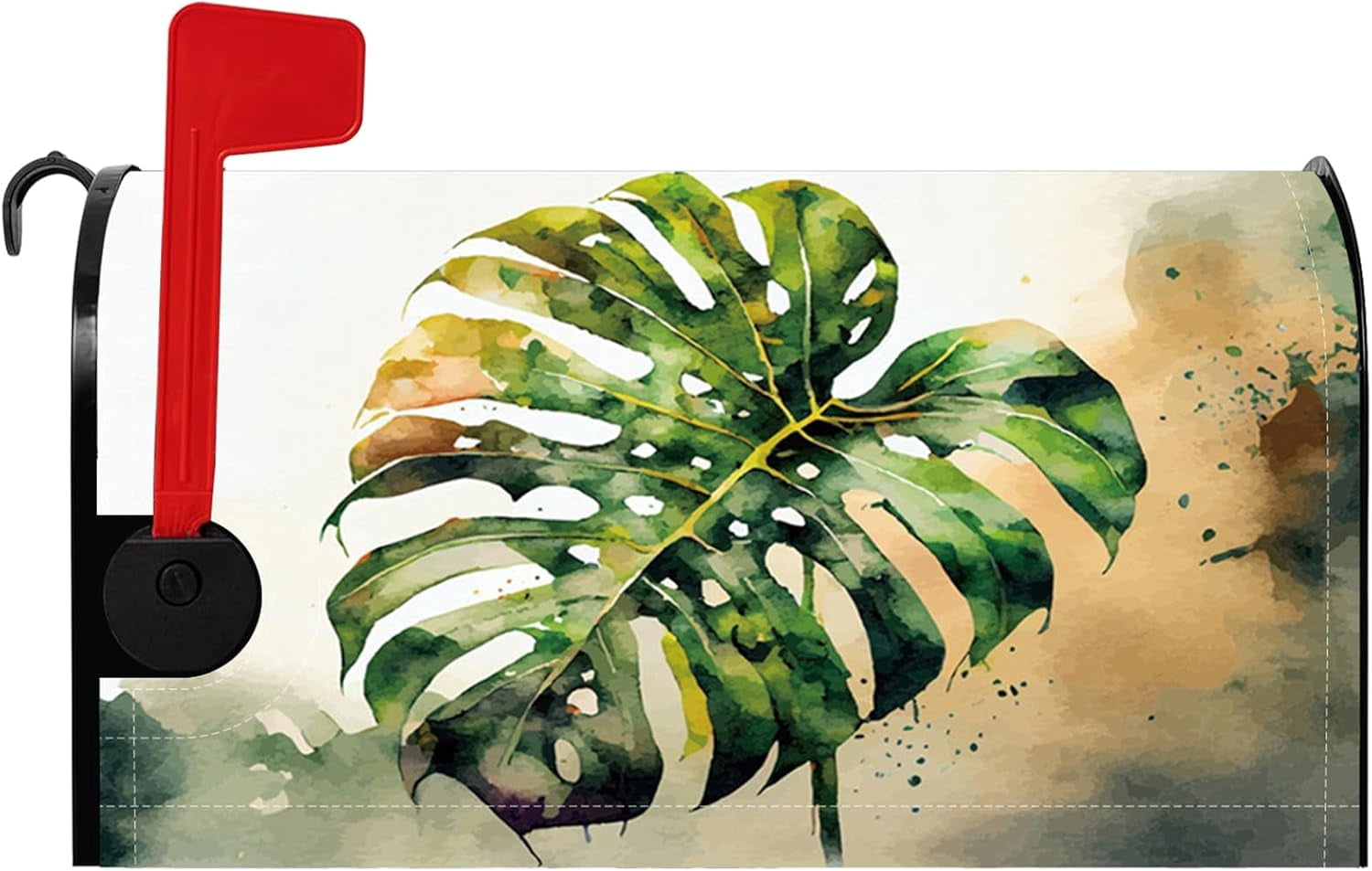 Monstera Leaf Mailbox Cover Watercolor Green Leaves Magnetic Mailbox ...