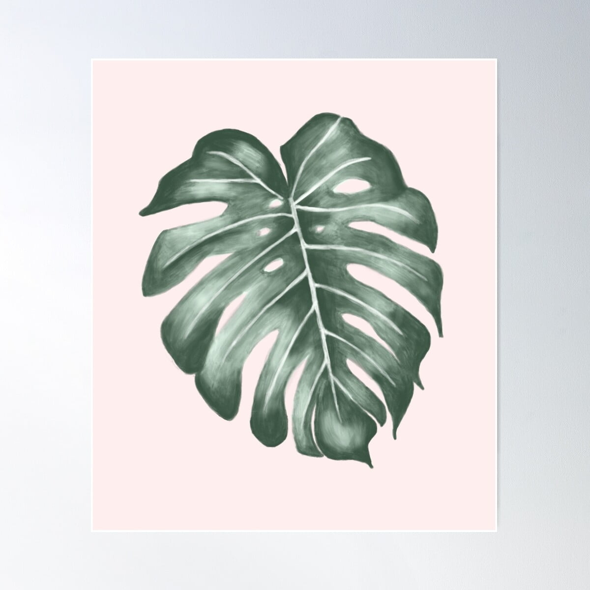 Monstera Leaf Pink Poster Wall Art, Modern Wall Decor For Living Room ...