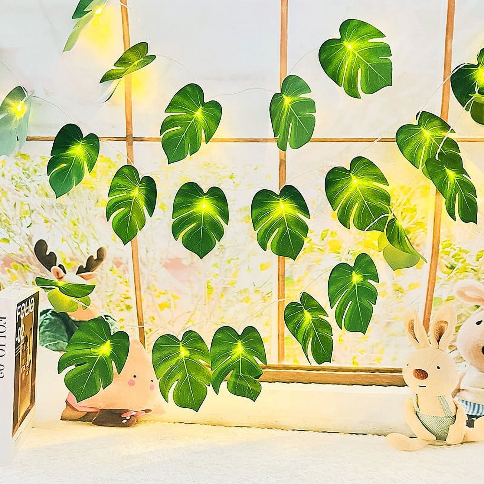 Monstera Leaf String Lights , 20 LED USB Model Tropical Artificial ...