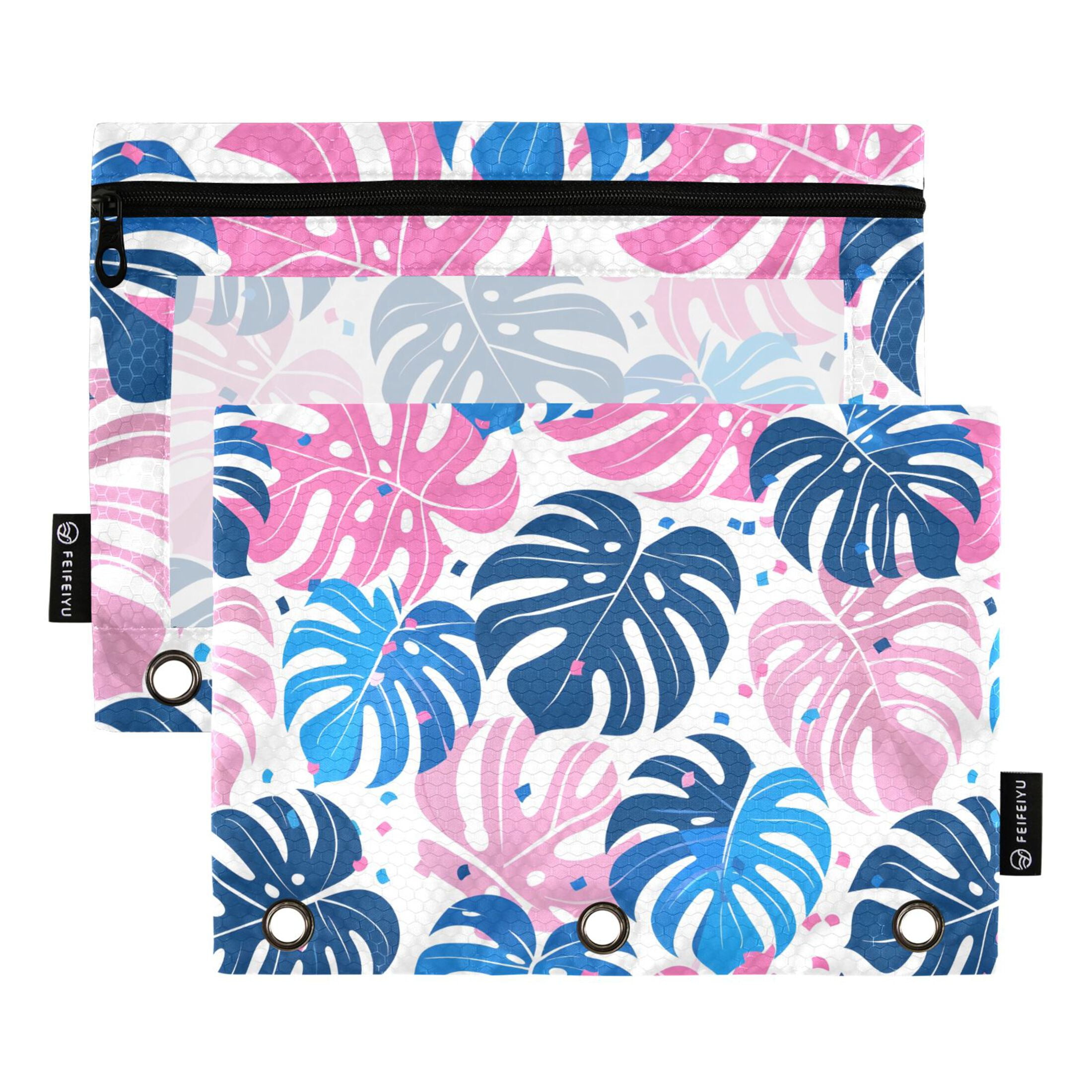 Monstera Leaves 2 Pack Pencil Pouch for 3 Ring Binder Smooth Zipper ...