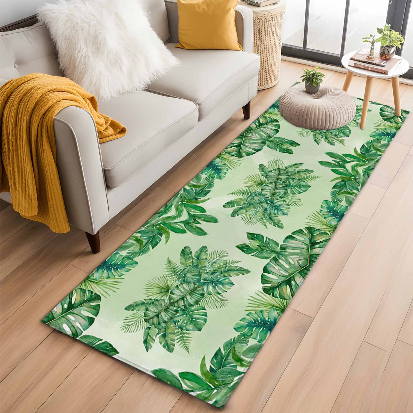 Monstera Leaves 2'x6' Runner Rugs for Hallway Kitchen Bedside Non Slip ...