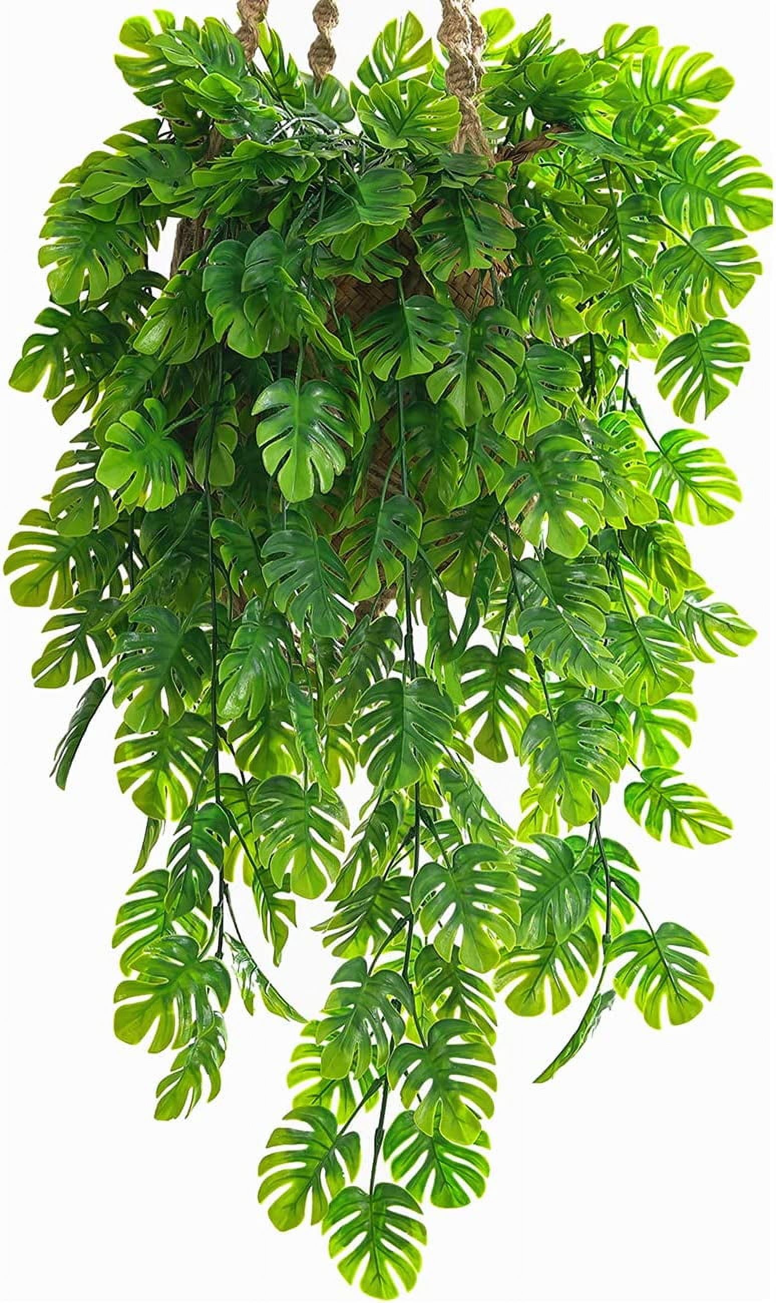 Monstera Leaves Artificial Hanging Vines 4 Pack, Fake Ivy Tropical ...