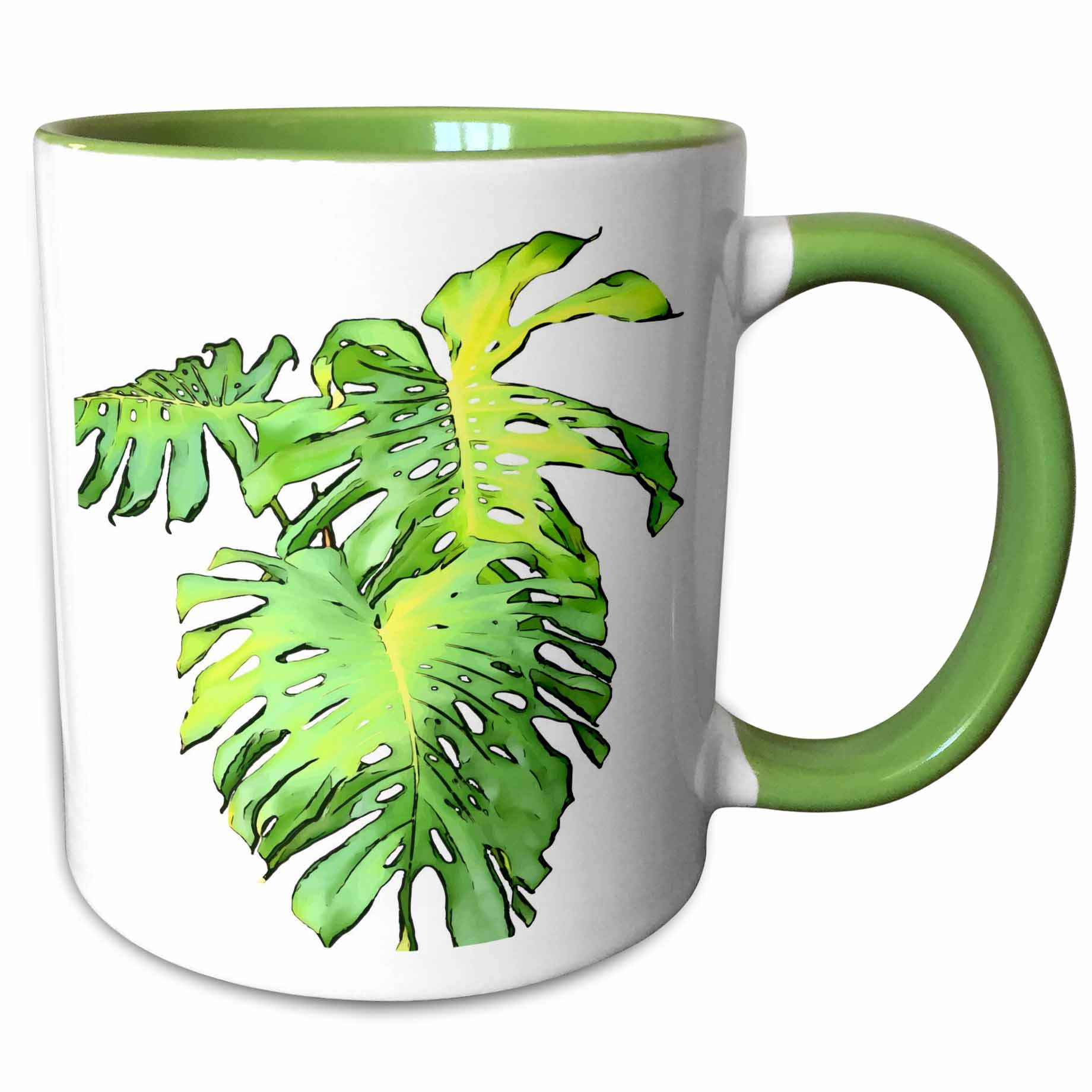 3drose, Monstera Leaves Artistic Vector Cut Out, 15oz Two-tone Green ...