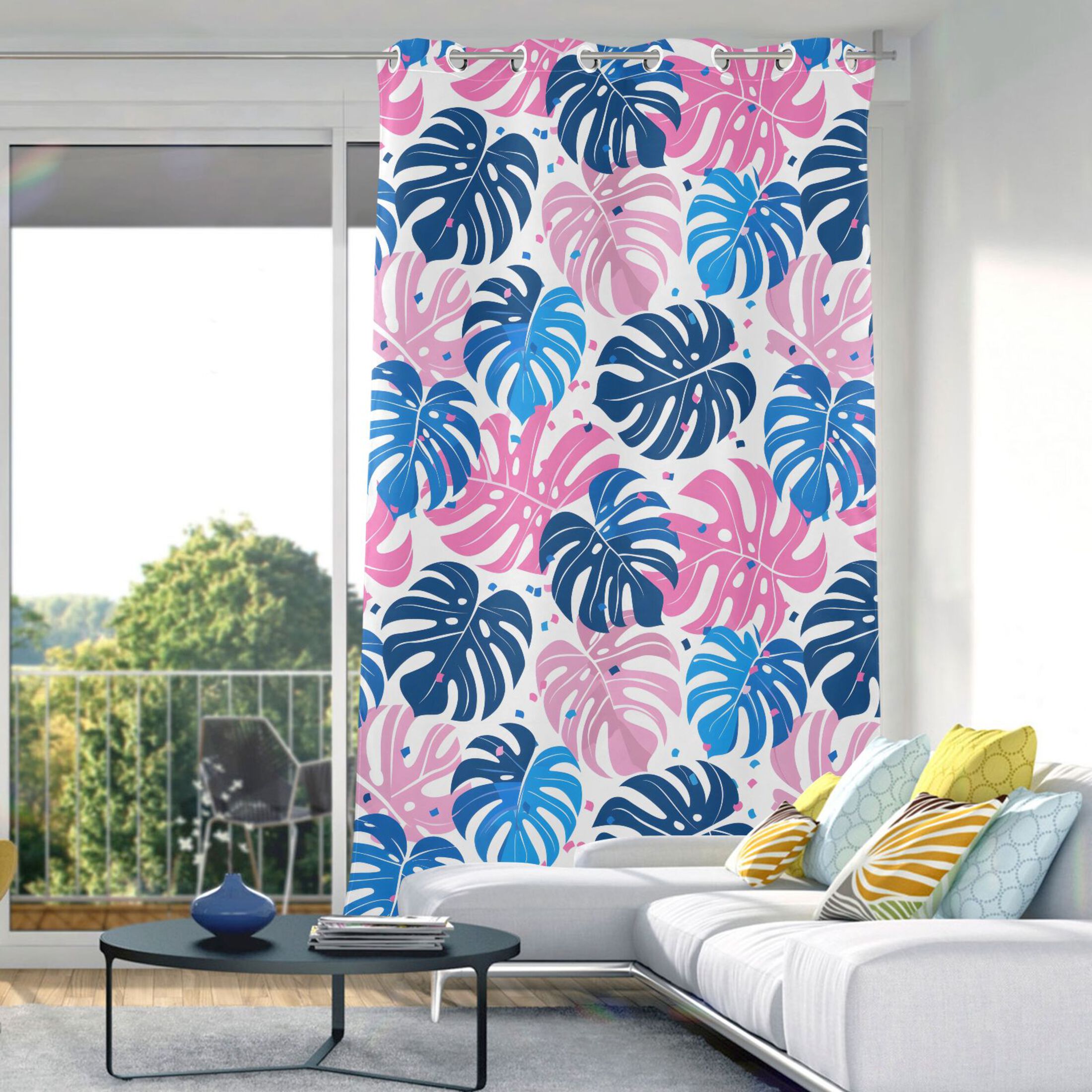 Monstera Leaves Blackout Curtains W82 x L52 1 Panel Window Curtain for Bedroom Living Room ...