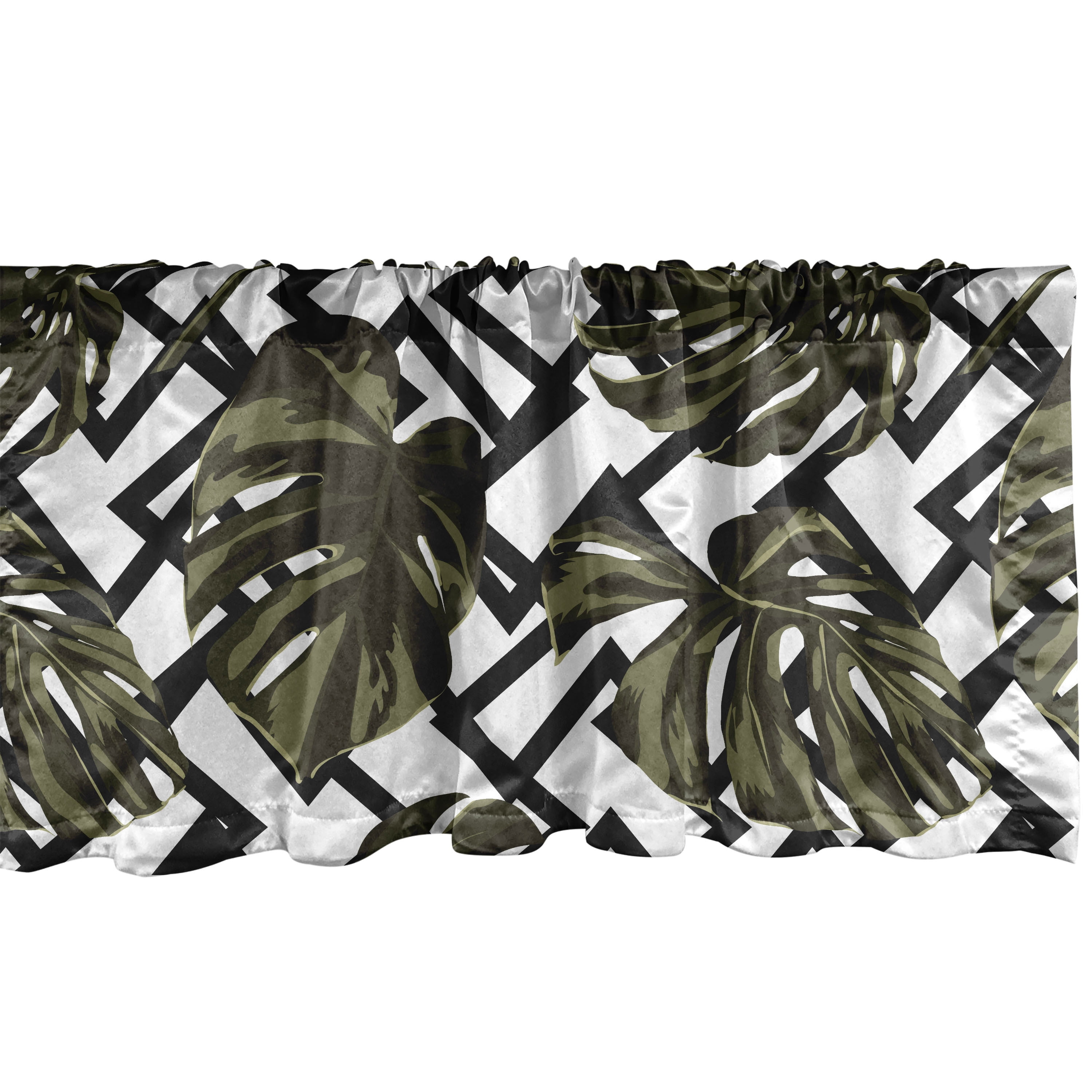 Monstera Leaves Window Valance, Modern Artwork of Palm Tree Leaves on ...